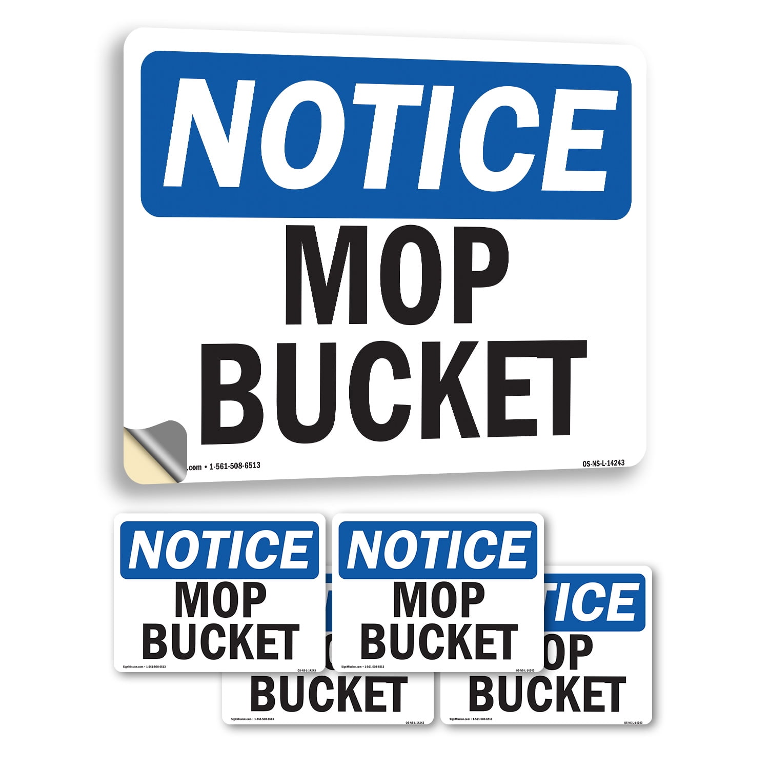 Mop Bucket OSHA Notice Vinyl Decal Label 7 Inch x 5 Inch - 5 Pack ...