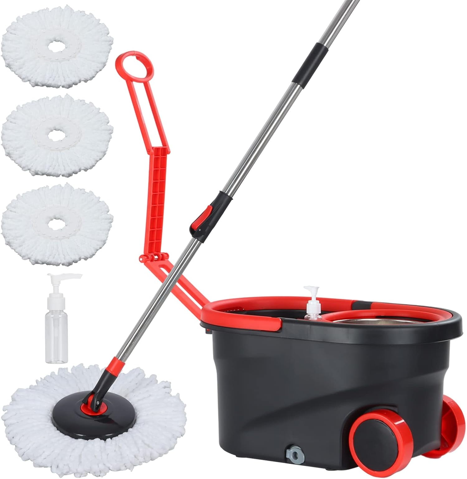 Mop and Bucket Set, 360? Spin Mop and Bucket with Wringer Set and 3 ...