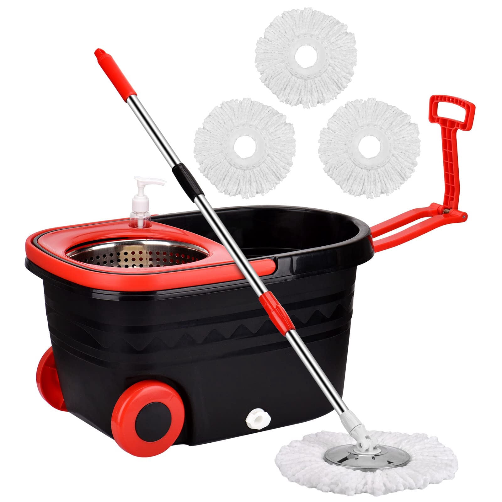 Mop and Bucket Set, 360° Spin Mop and Bucket with Wringer Set and 3 ...