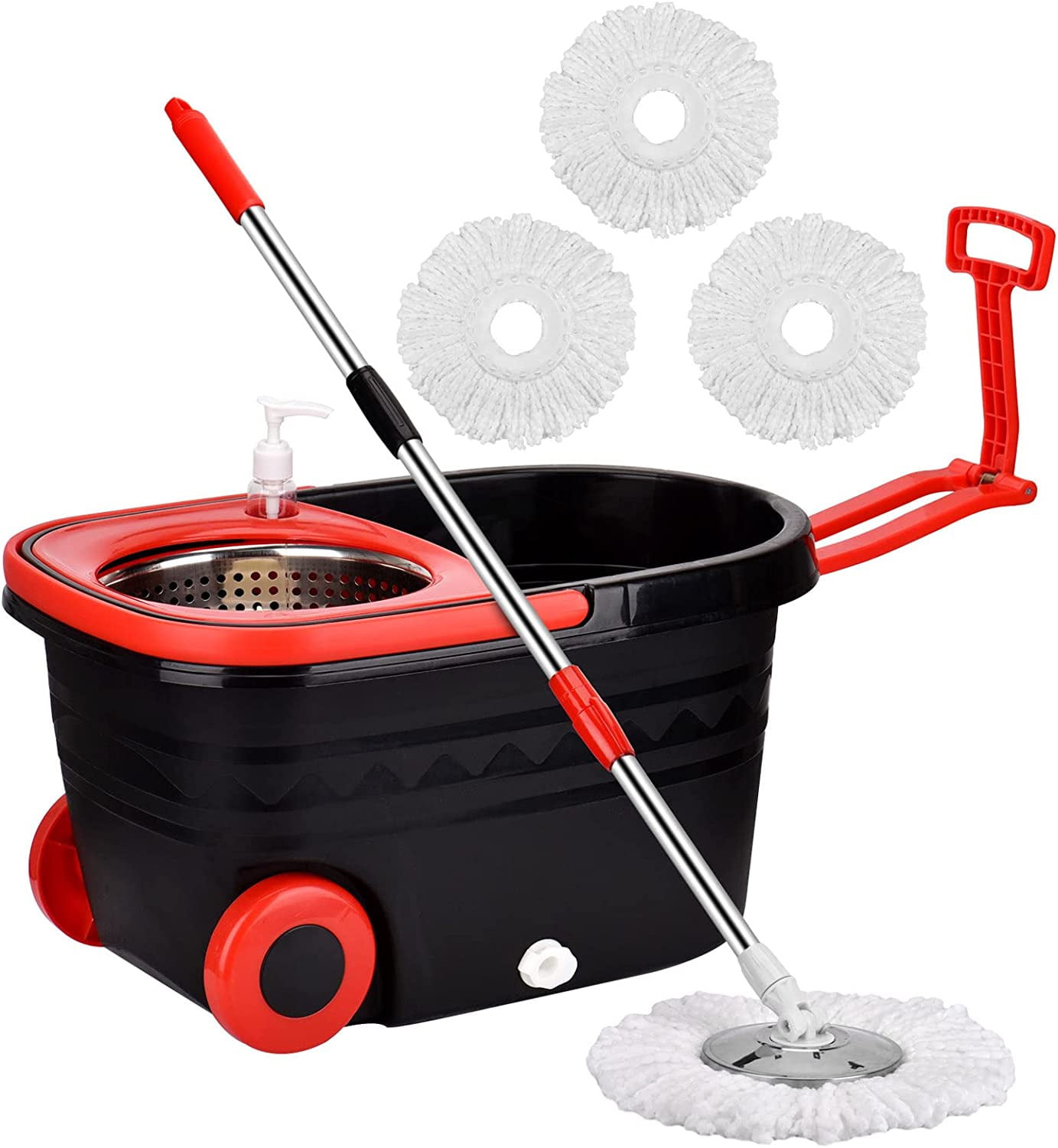Mop and Bucket Set, 360° Spin Mop and Bucket with Wringer Set and 3 ...