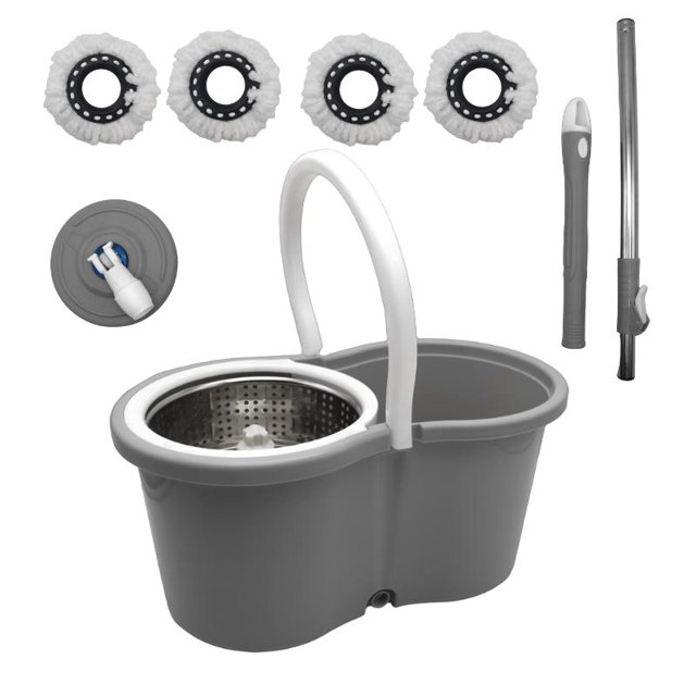 Mop and Bucket Set, 360° Spin Mop and Bucket with Wringer Set and 4 ...