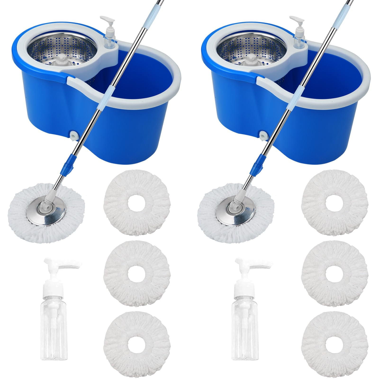 Mop and Bucket Set, 360° Spin Mop and Bucket with Wringer Set and 6 Microfiber Mop Refills ...