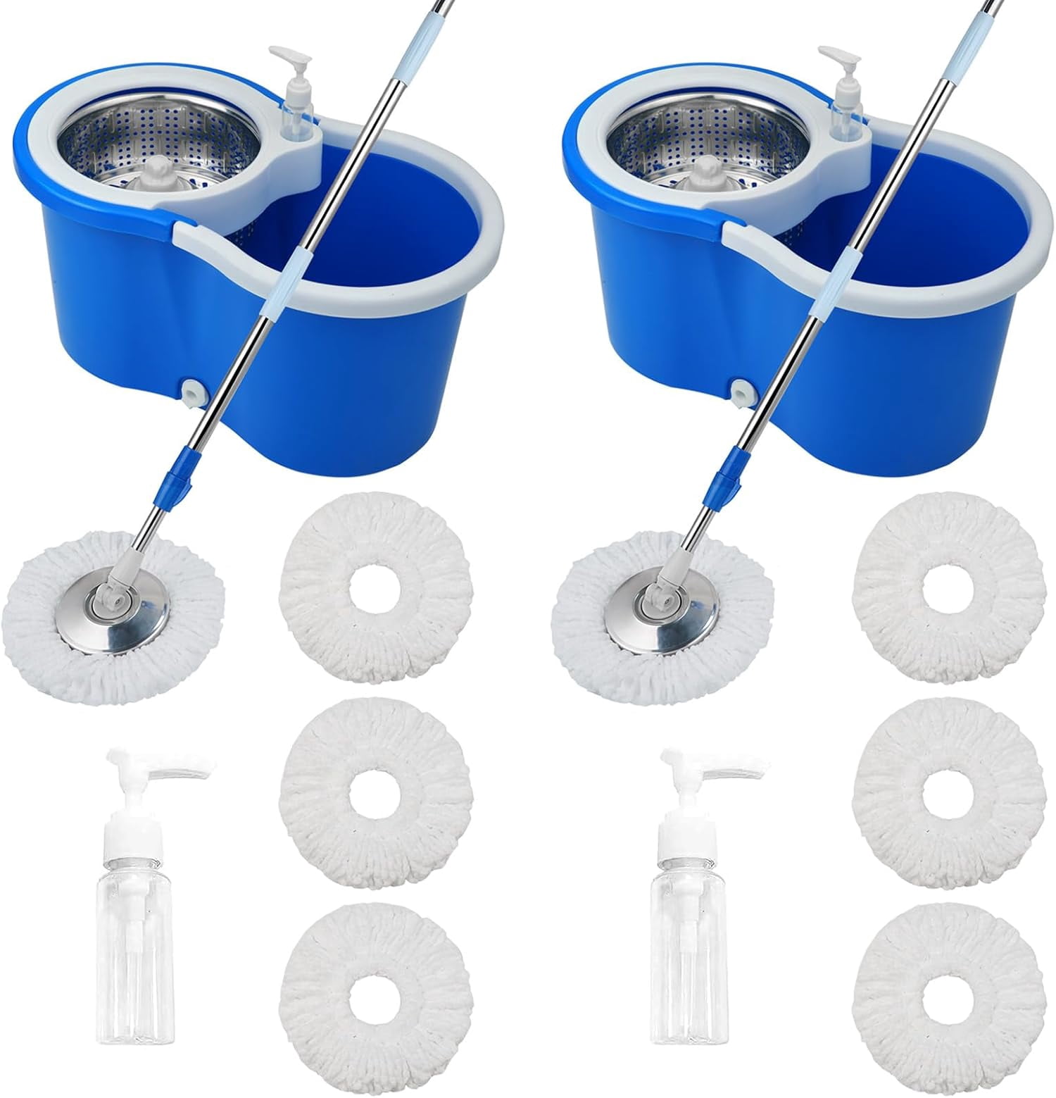 Mop and Bucket Set, 360? Spin Mop and Bucket with Wringer Set and 6 ...