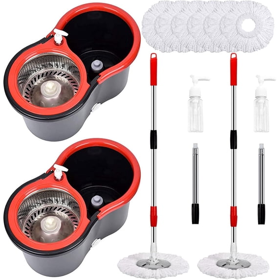 Mop and Bucket Set, 360? Spin Mop and Bucket with Wringer Set and 6 ...