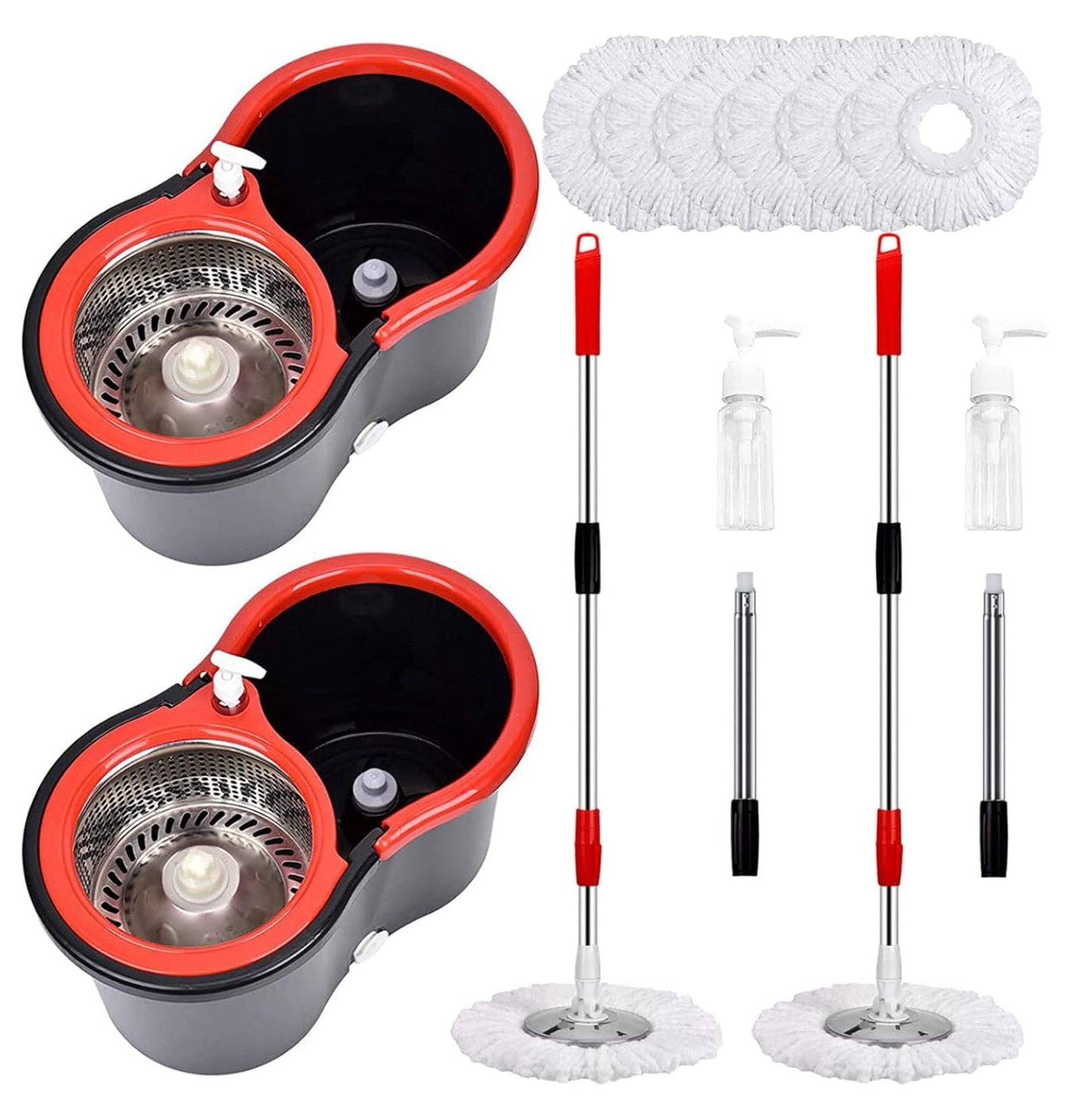 Mop and Bucket Set, 360° Spin Mop and Bucket with Wringer Set and 6 ...