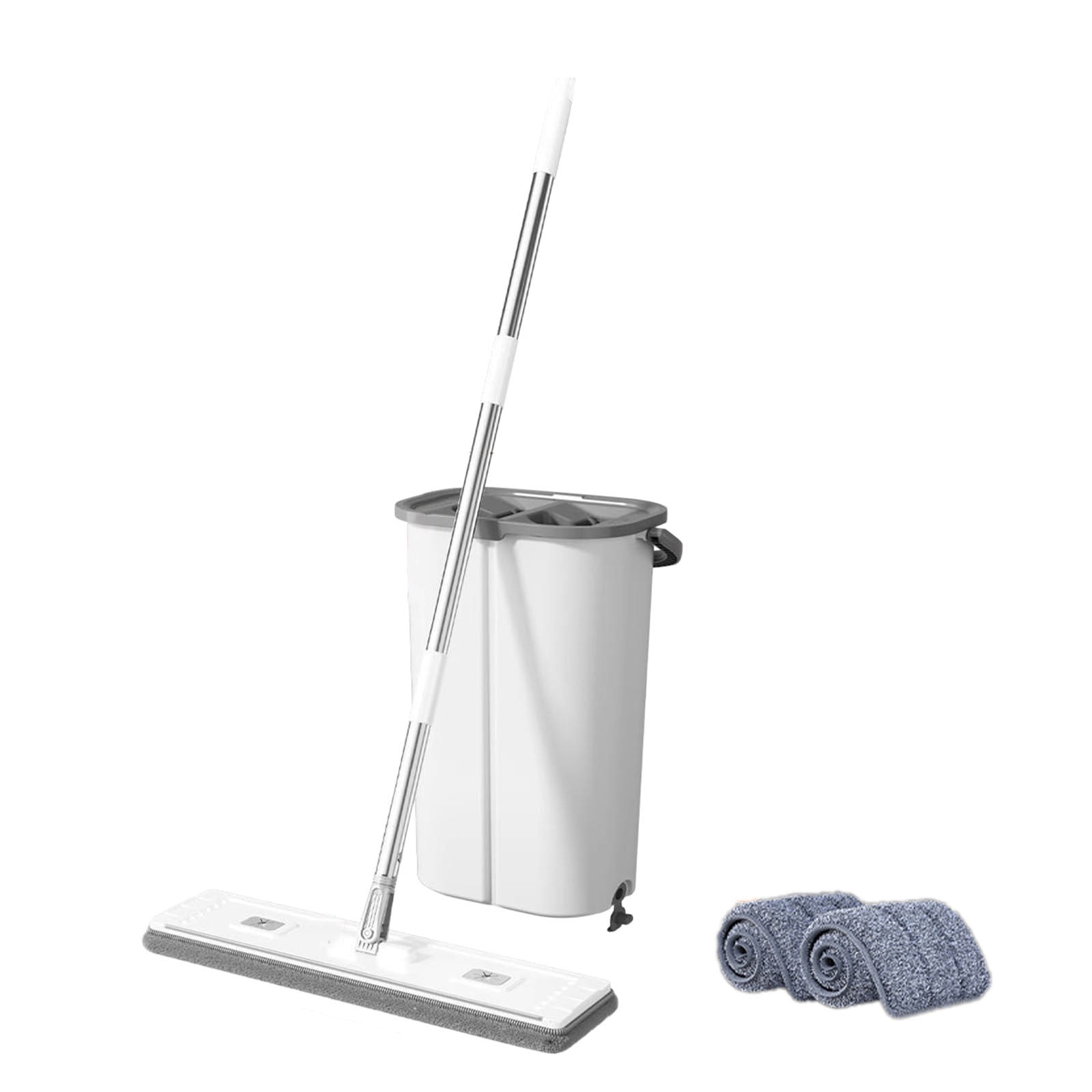 Flat Mop and Bucket System with Wringer - Wet/Dry Floor Cleaning Kit, 2 ...