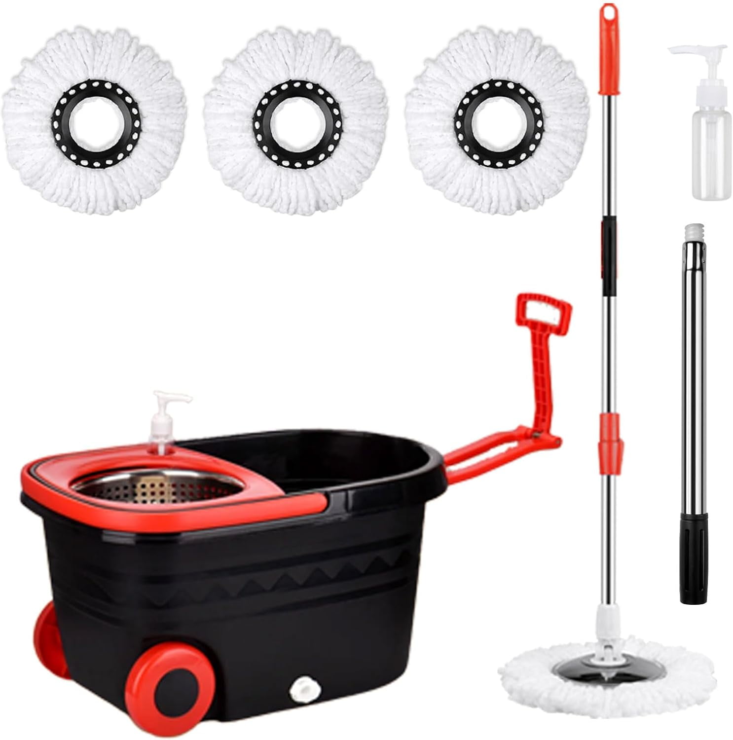 Mop Bucket Set with Wringer, Swivel Stainless Steel Mop Bucket with ...