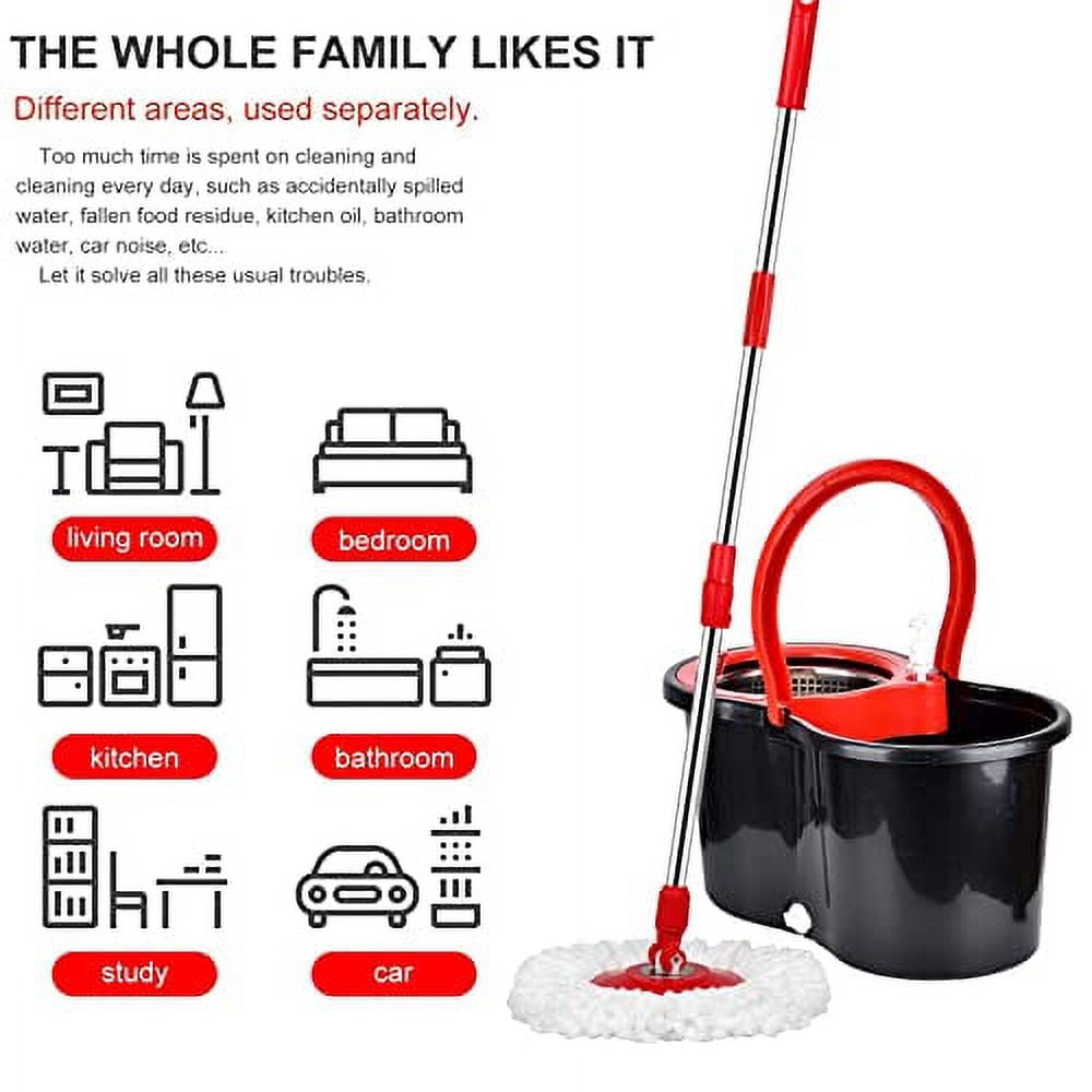 Mop and Bucket with Wringer Set, 360 Floor Cleaning Stainless Steel ...