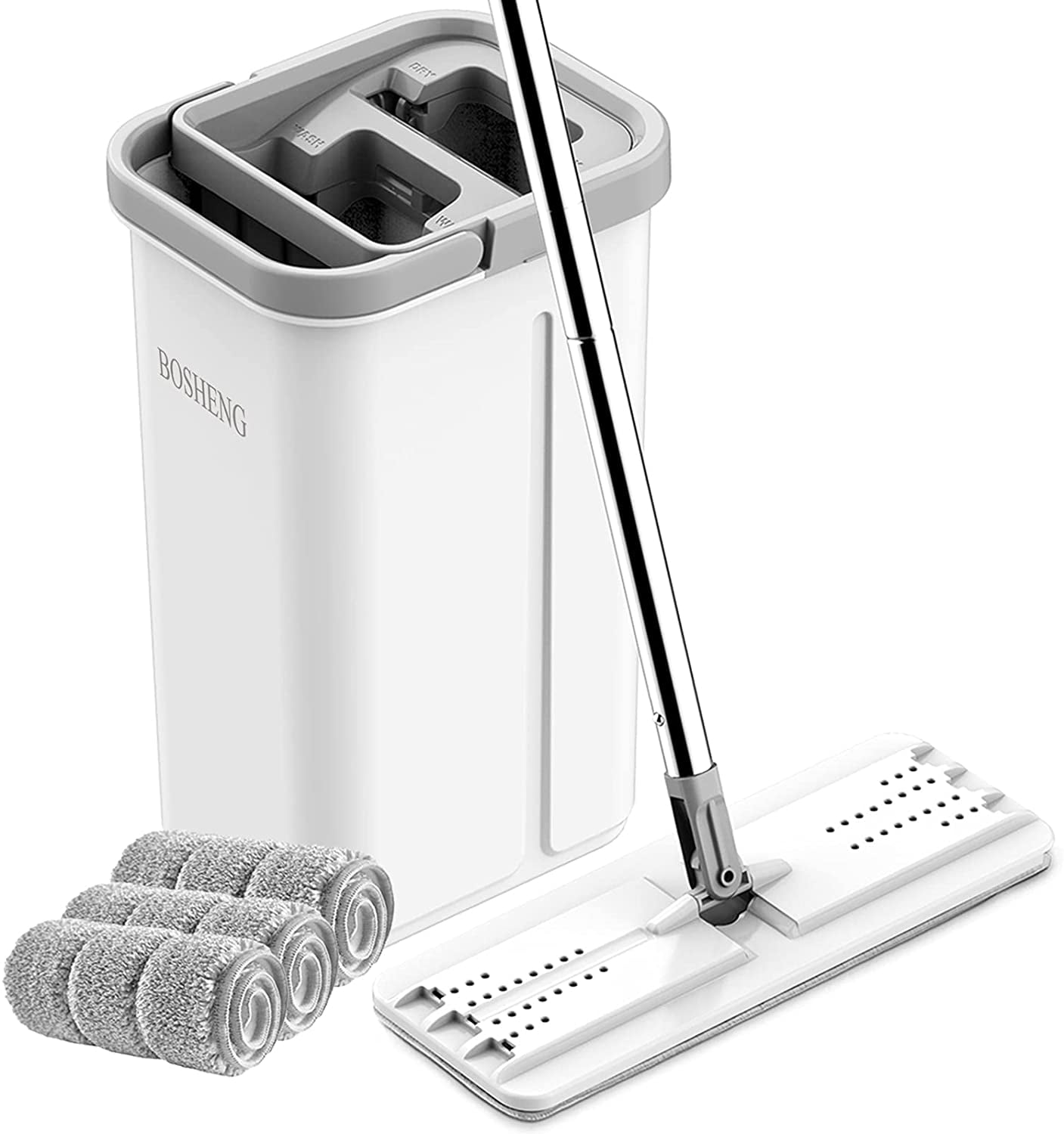 Mop and Bucket with Wringer Set, Hands Free Flat Floor Mop and Bucket ...