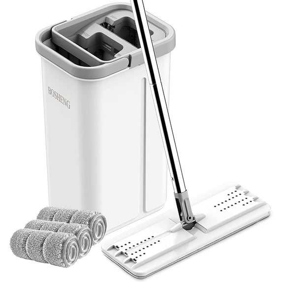 Mop and Bucket with Wringer Set, Hands Free Flat Floor Mop and Bucket ...