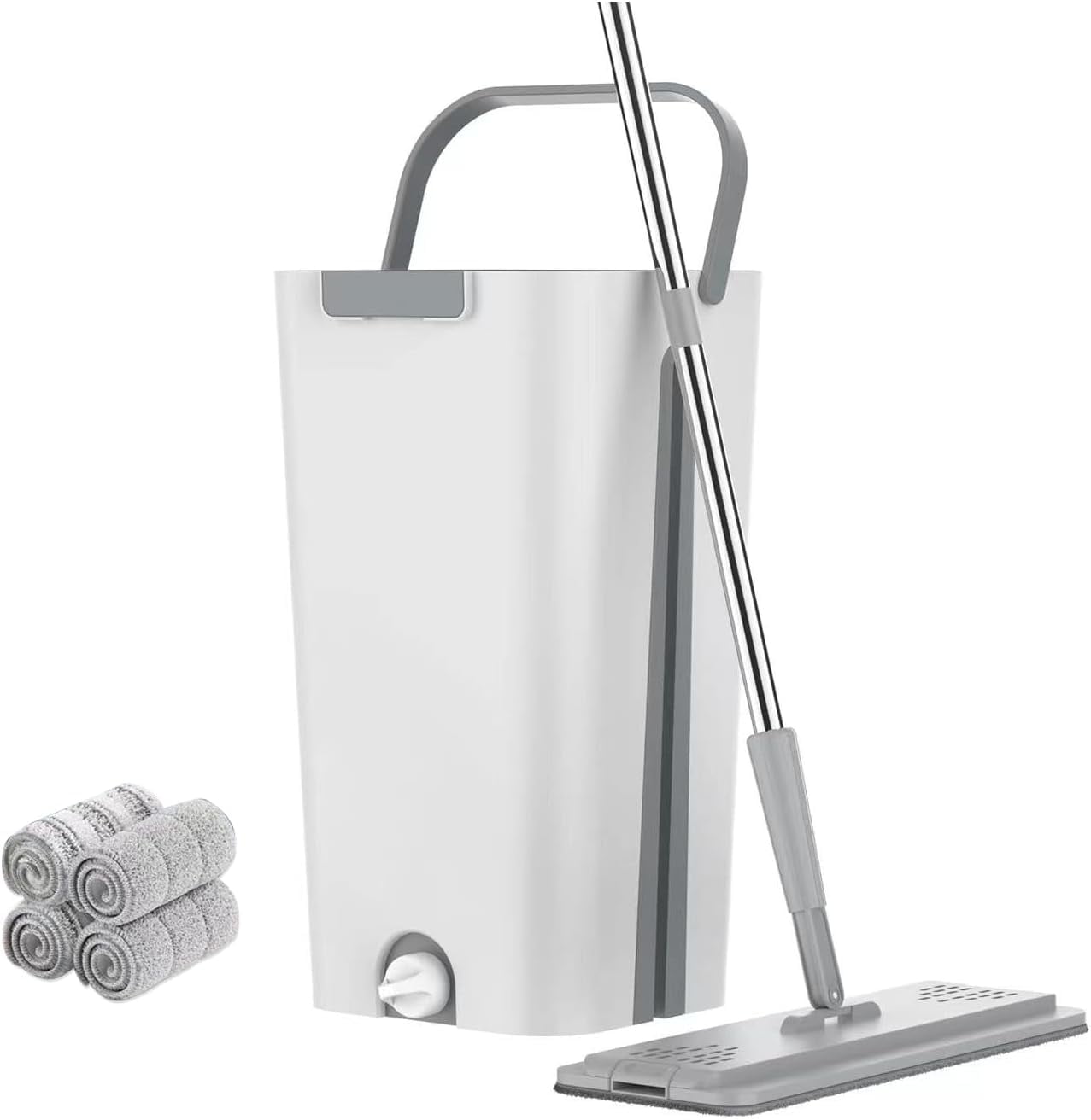 Mop and Bucket with Wringer Set for Home, Hands Free Flat Floor Mop and ...