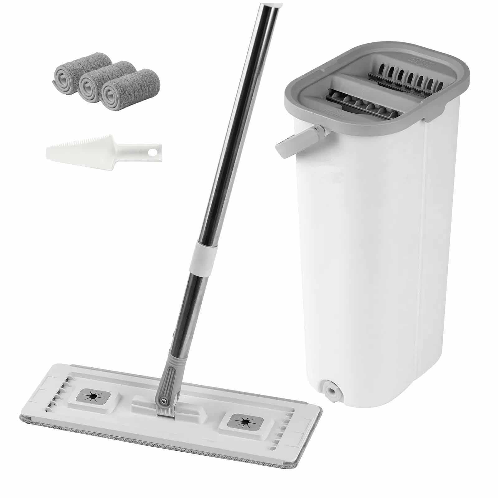 Mop and Bucket with Wringer Set, Wet & Dry Use, Flat Mop and Bucket ...