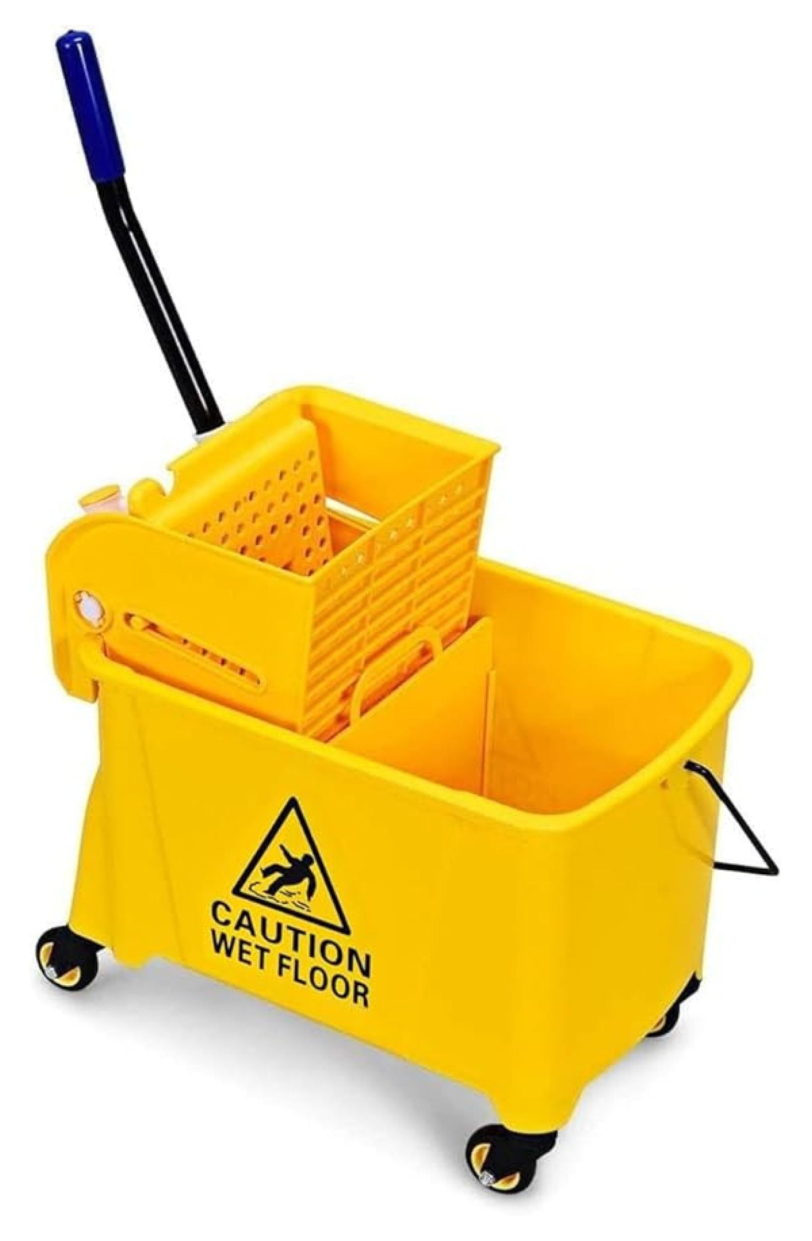 Mop Bucket on Wheels, Portable Mop Bucket with Side Press Wringer ...