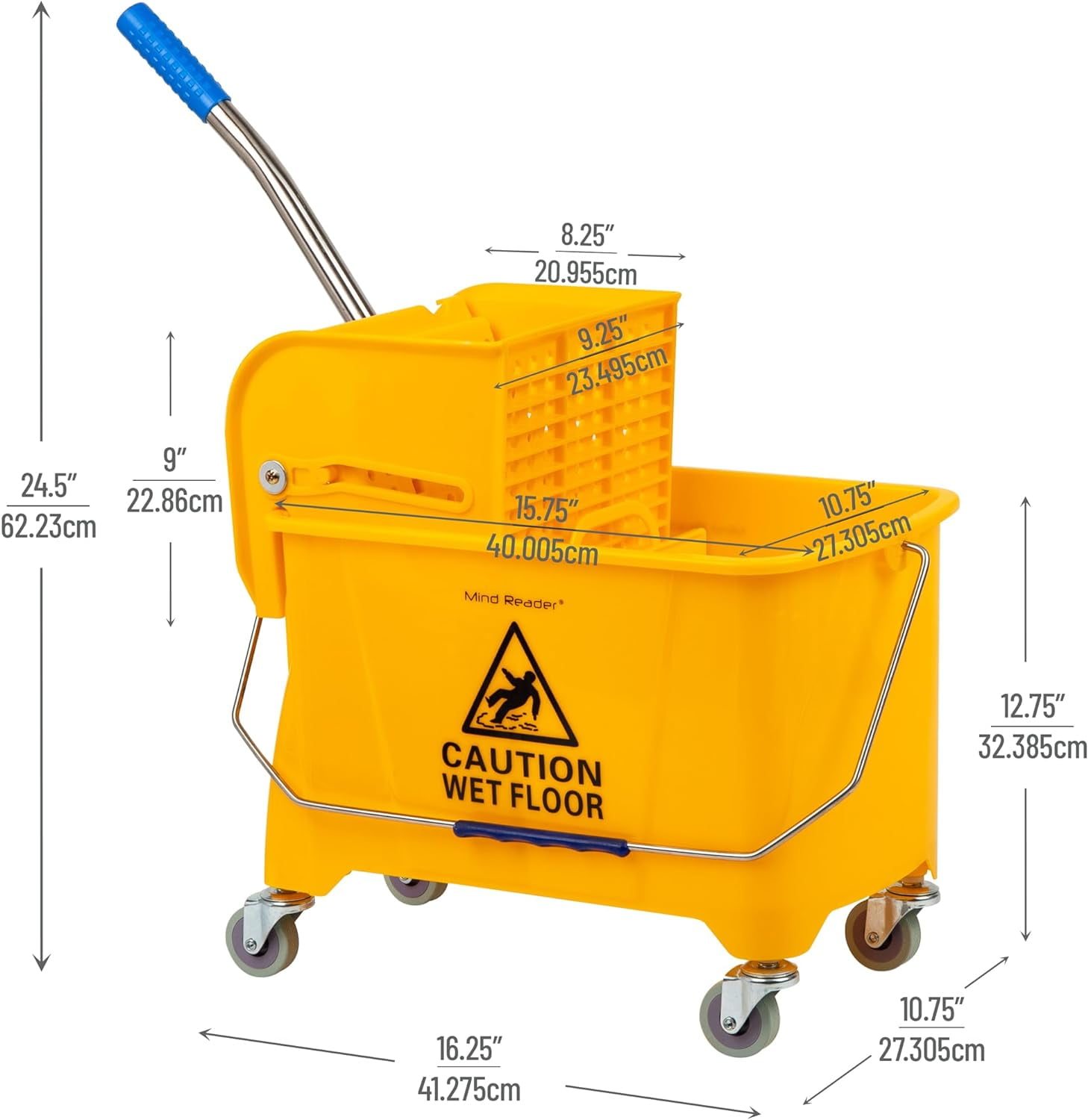 Mop Bucket with Wringer (Mop Not Included), 5.5 Gallon Cleaning Bucket ...
