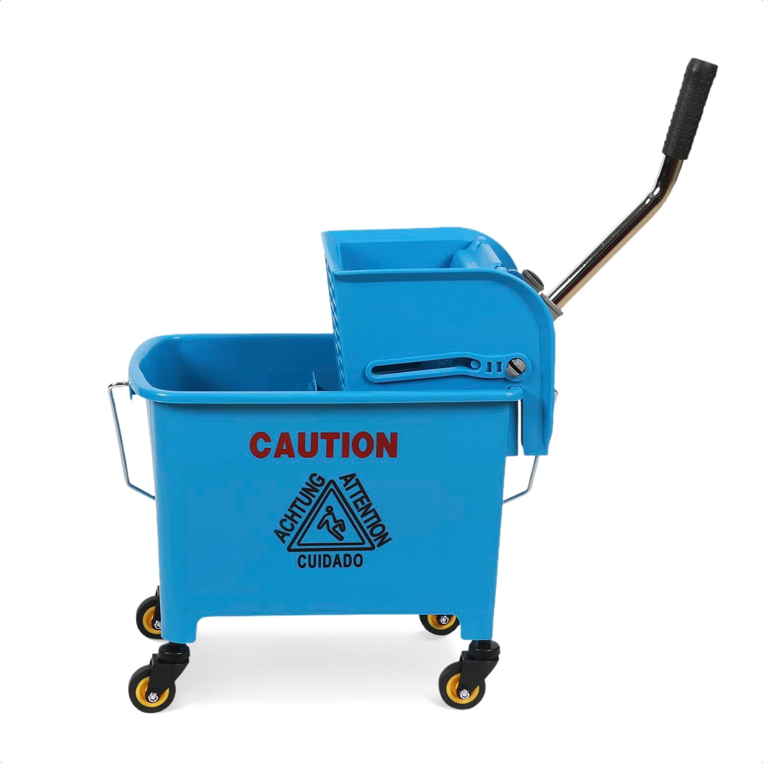 Mop Bucket with Wringer on Wheels, Small Dual Chamber Industrial Mop ...