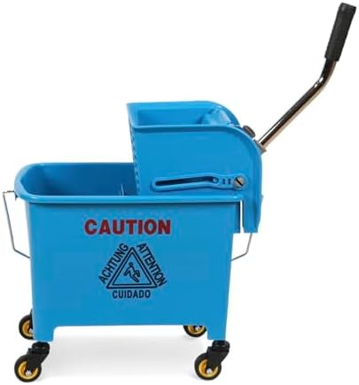 Mop Bucket with Wringer on Wheels, Small Dual Chamber Industrial Mop ...