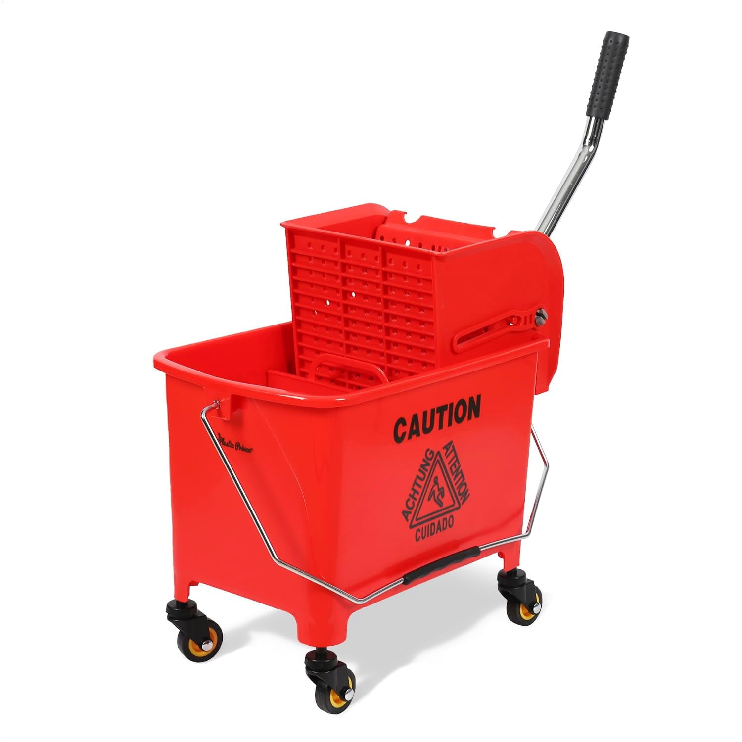 Mop Bucket with Wringer on Wheels, Small Dual Chamber Industrial Mop ...