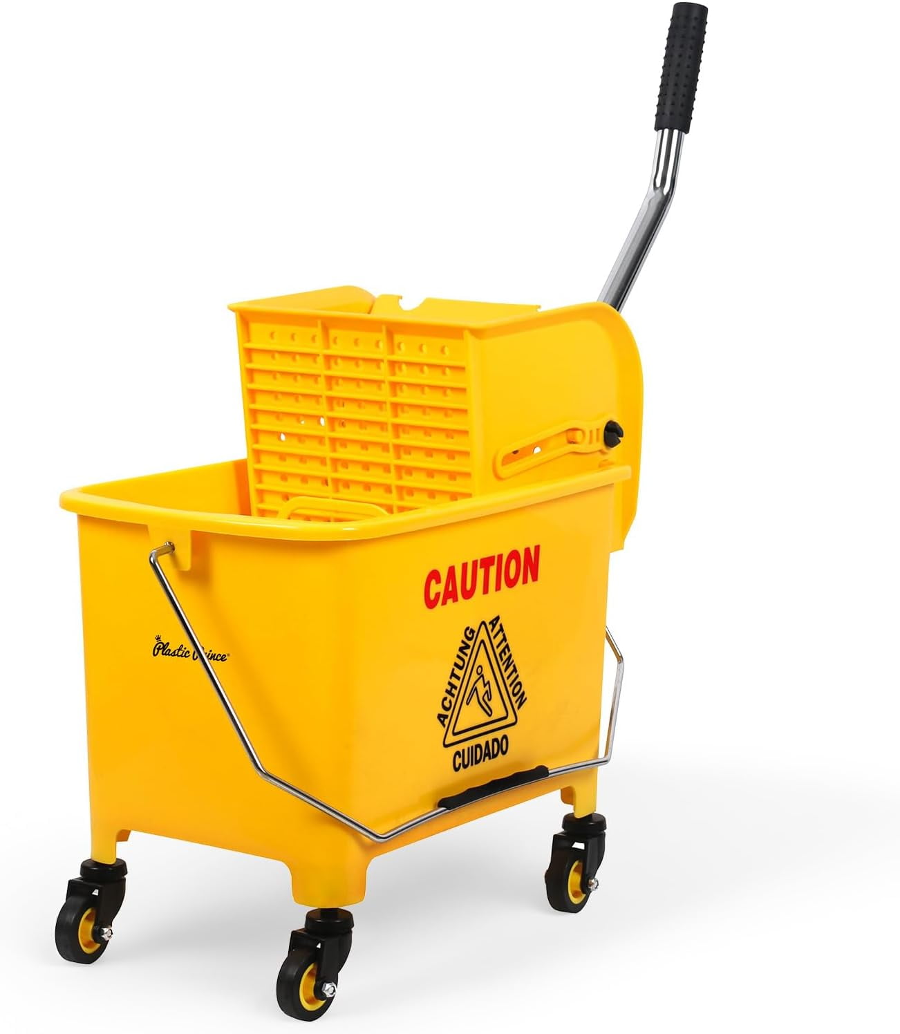 Mop Bucket with Wringer on Wheels, Small Dual Chamber Industrial Mop ...