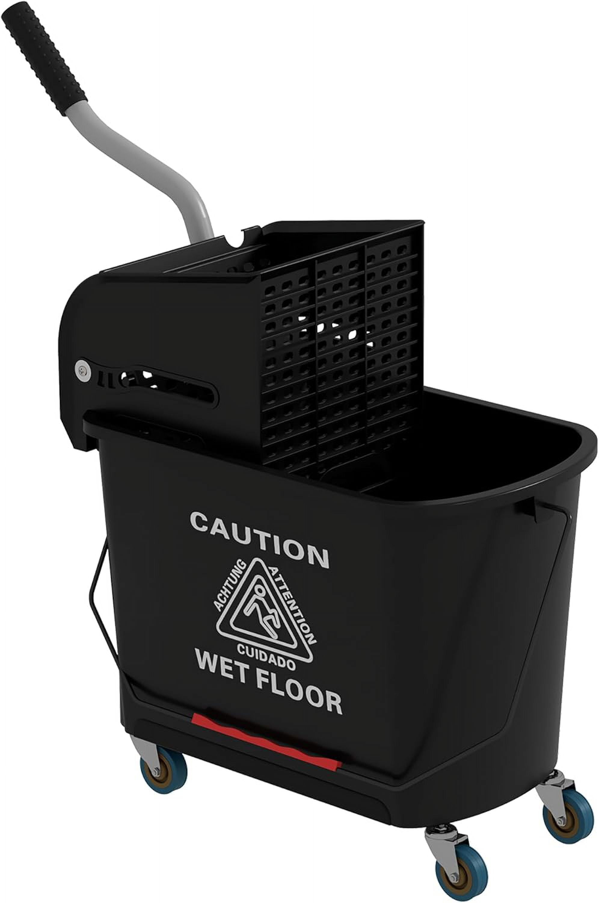 Mop Bucket with Wringer on Wheels for Floor Cleaning, 21 Quart, Separate Dirty and Clean Water ...