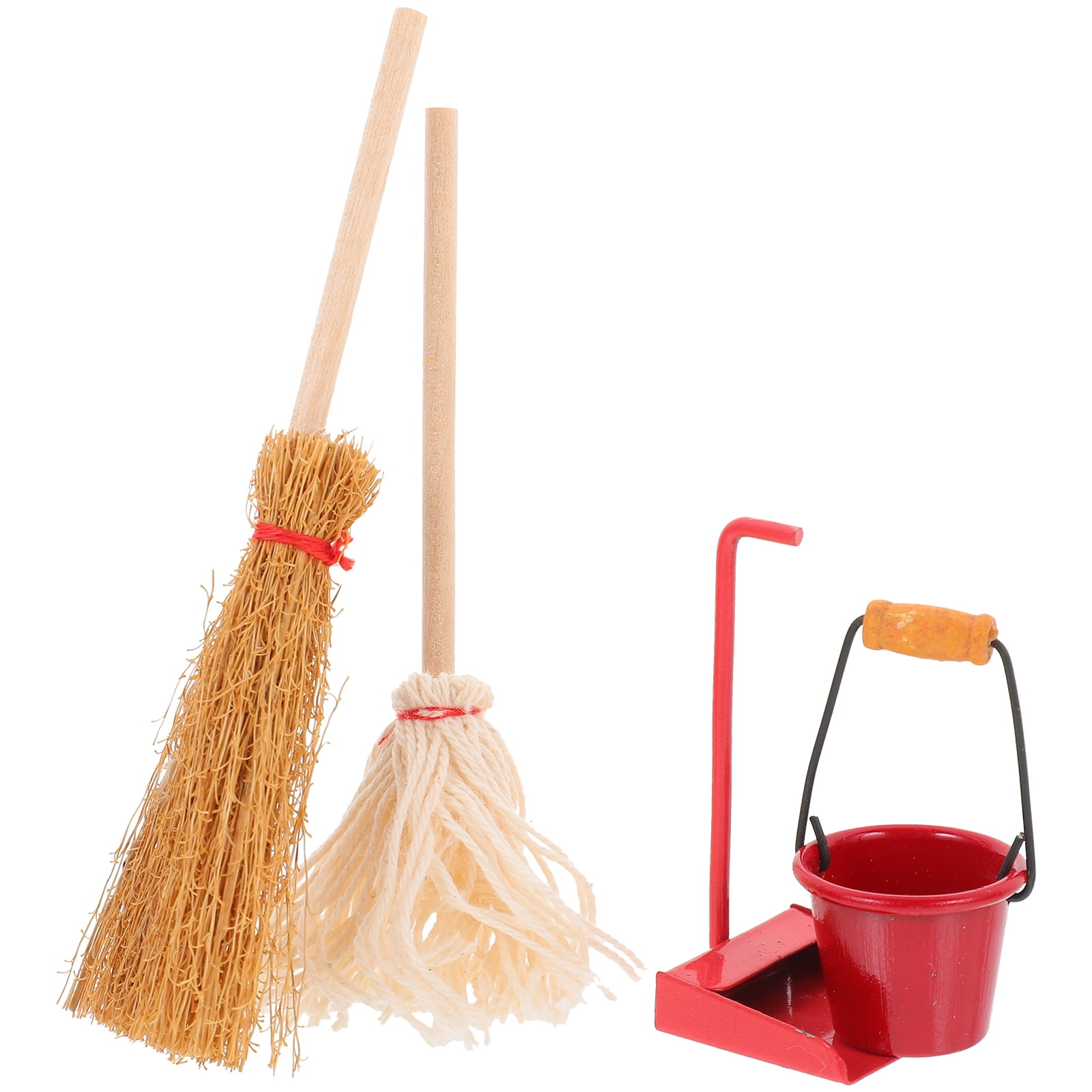 Mop Dollhouse Cleaning Toy Red Dustpan Miniature Broom Home Décor ...