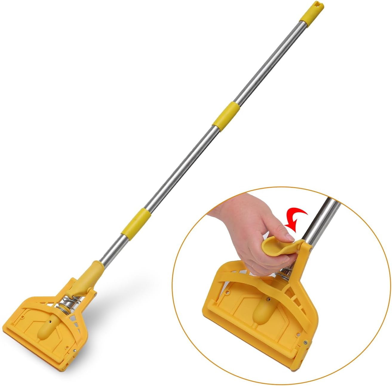 Mop Handle, 61" Wet Mops Heavy Duty Loop-end String Mop Head Surface ...