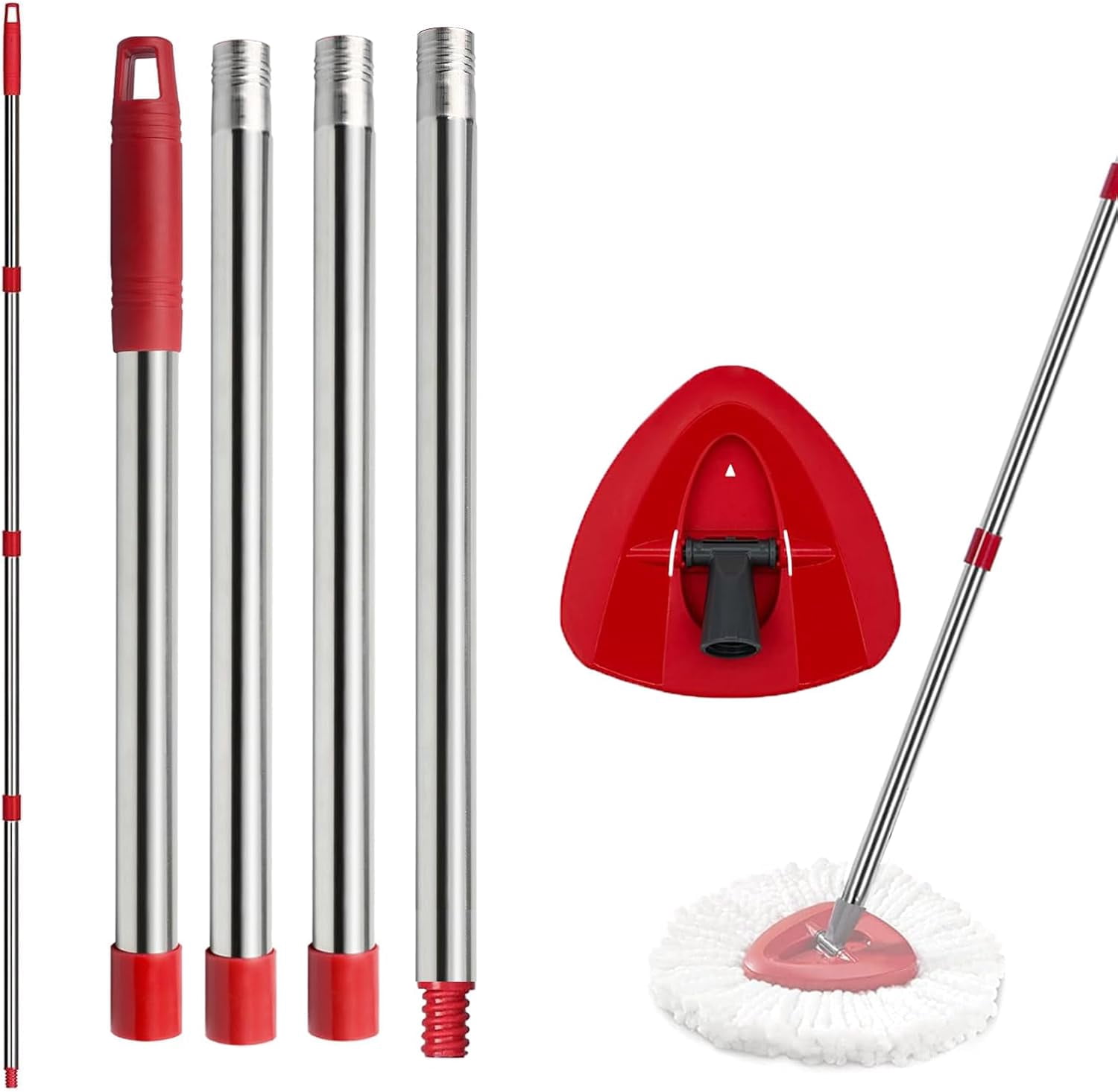 Mop Handle Replacement,4 Section Compatible with Spin Mop Refills 30 ...