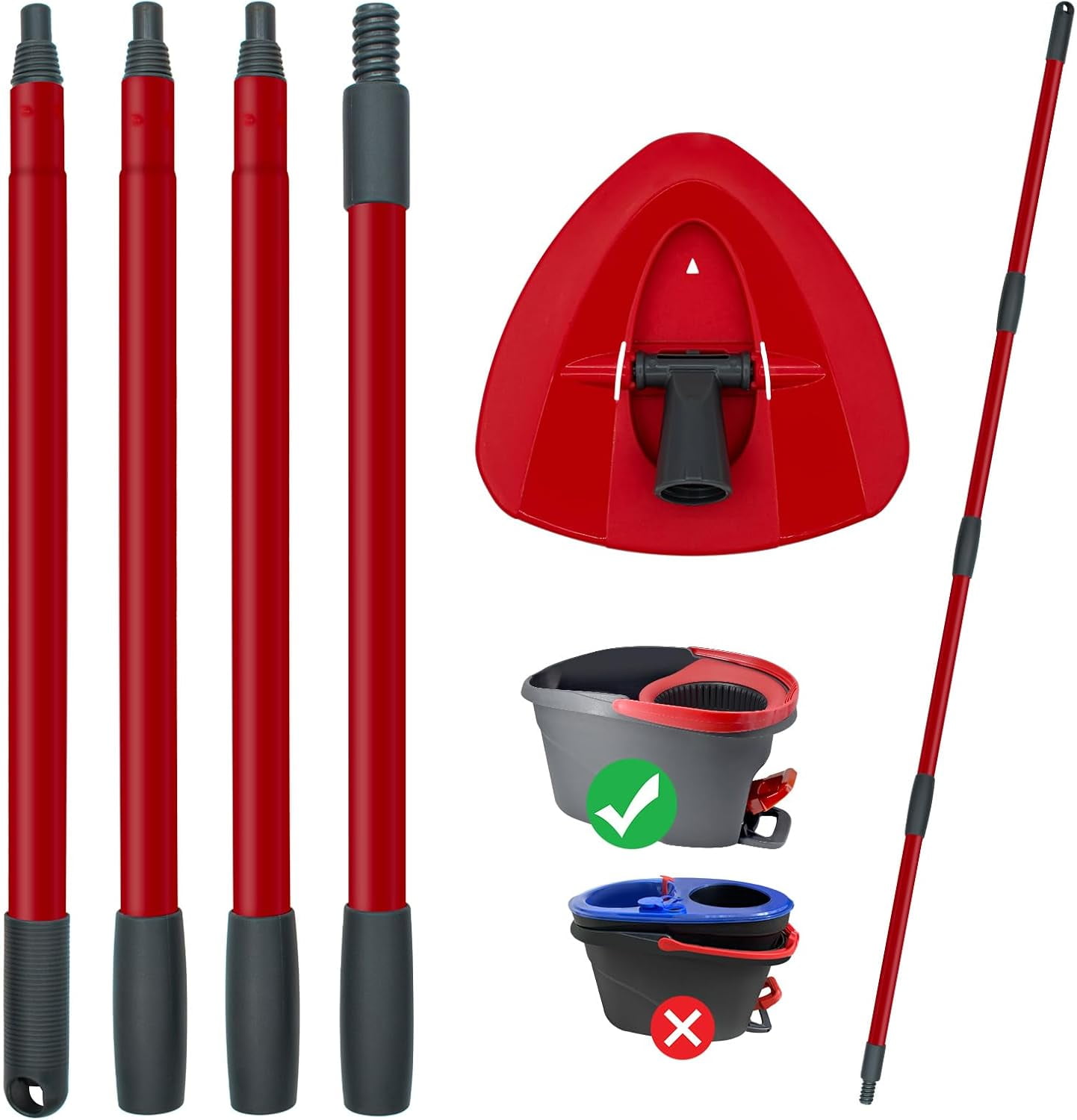 Mop Handle for Ocedar, Spin O Cedar, 4-Section 30" to 58" Extendable ...