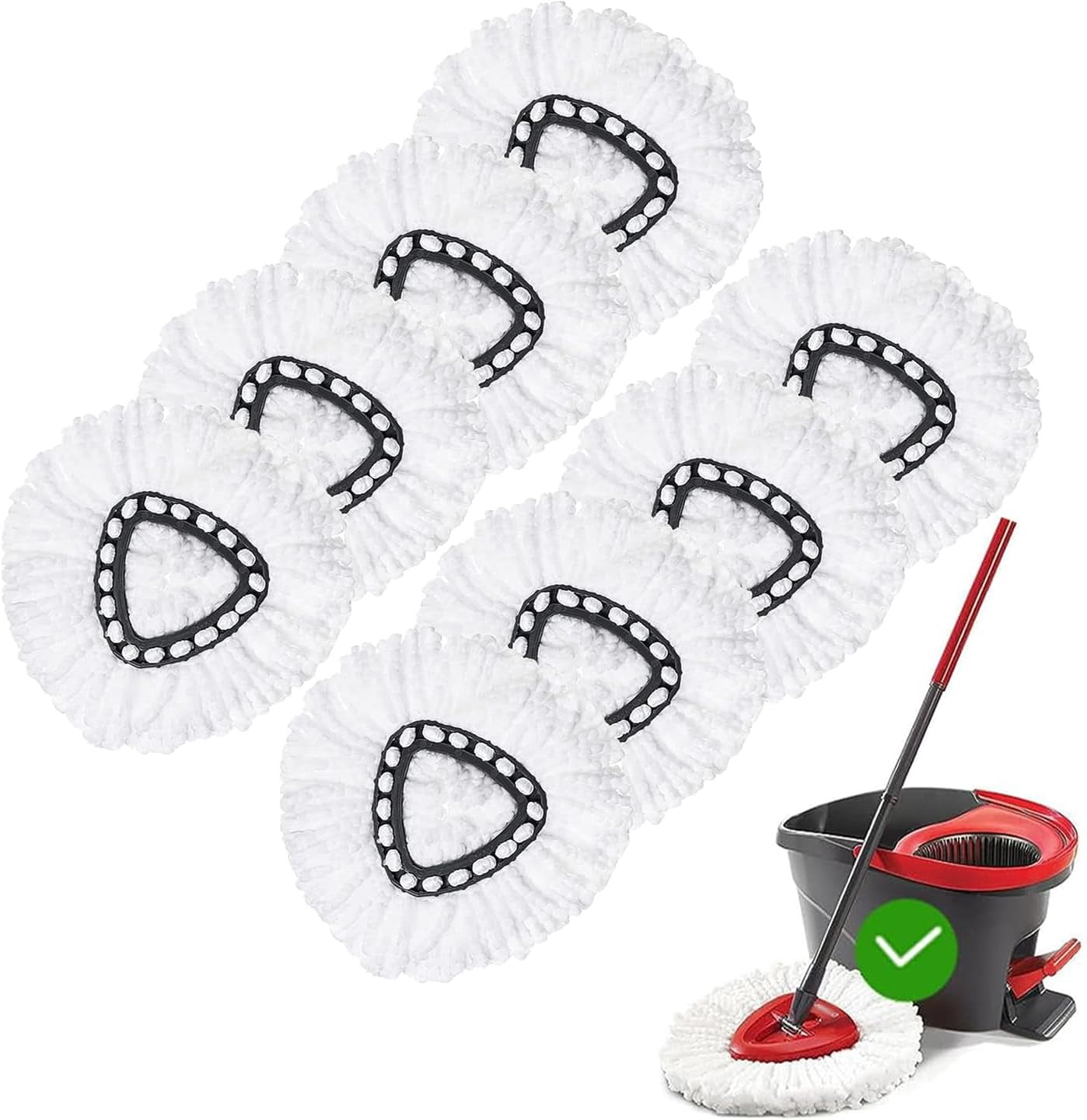 Mop Heads Replacements, Spin Mop Replacement Head Deep Cleaning Machine ...