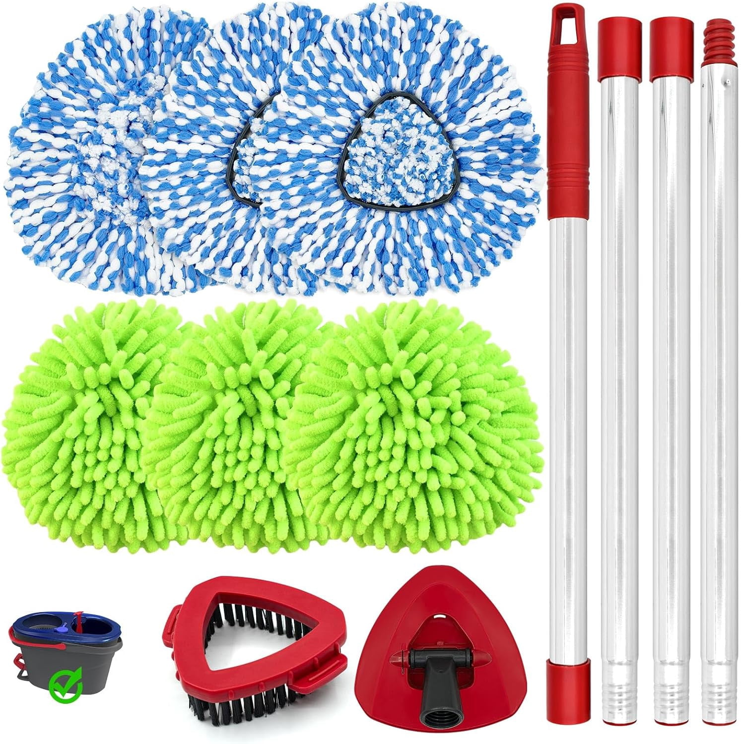 Mop Heads for O Cedar RinseClean 2 Tank Spin System, 3 Microfiber Head ...