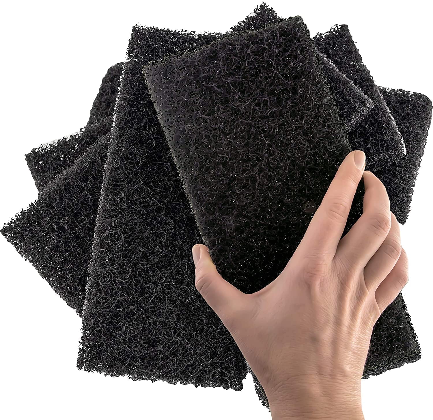 Mop Mob 10" x 4.5" Heavy Duty Black Nylon Scrub & Scour Pad, 5 Pack ...