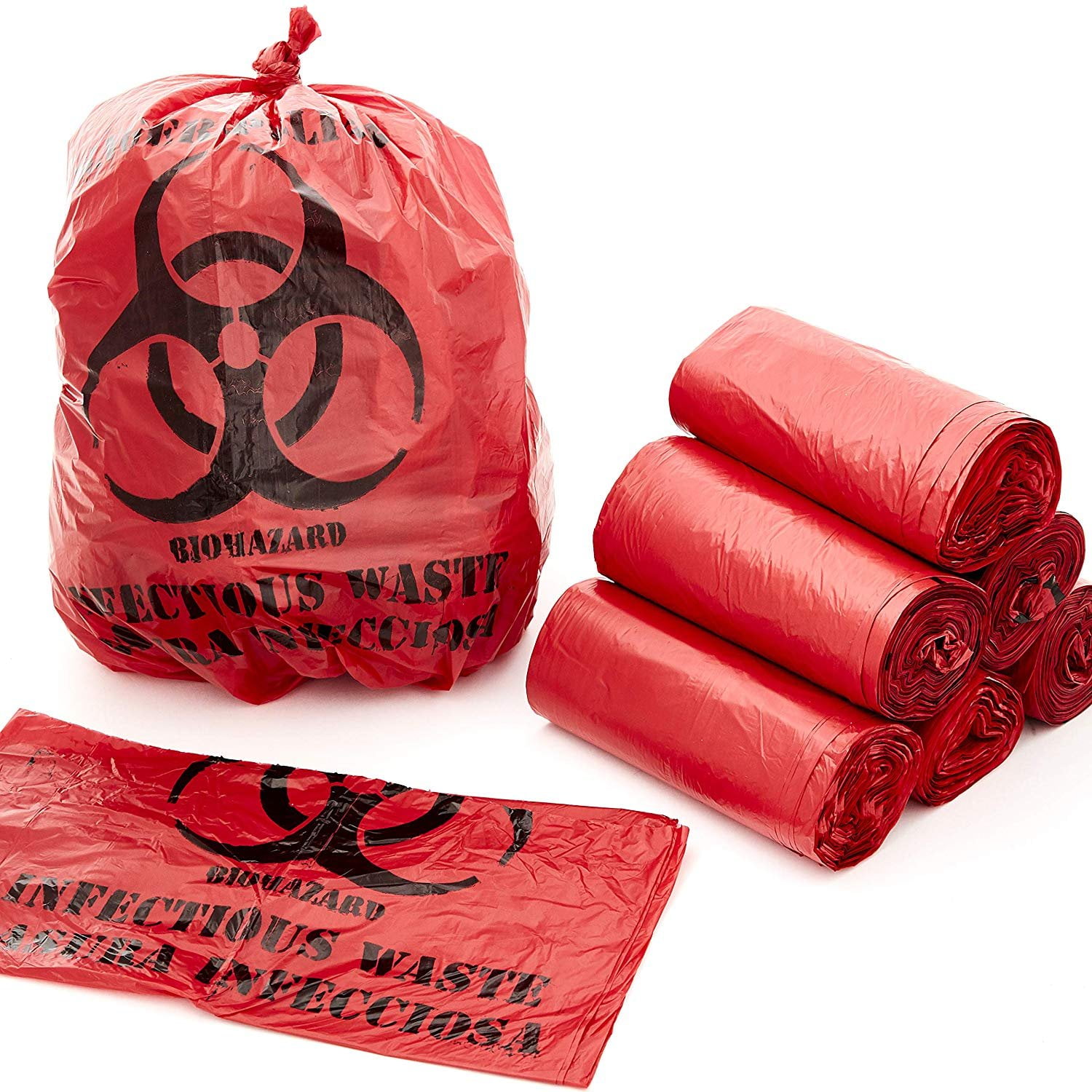 Mop Mob Biohazard Garbage Sacks, 24" Red Leakproof Trash Bags, 10 ...