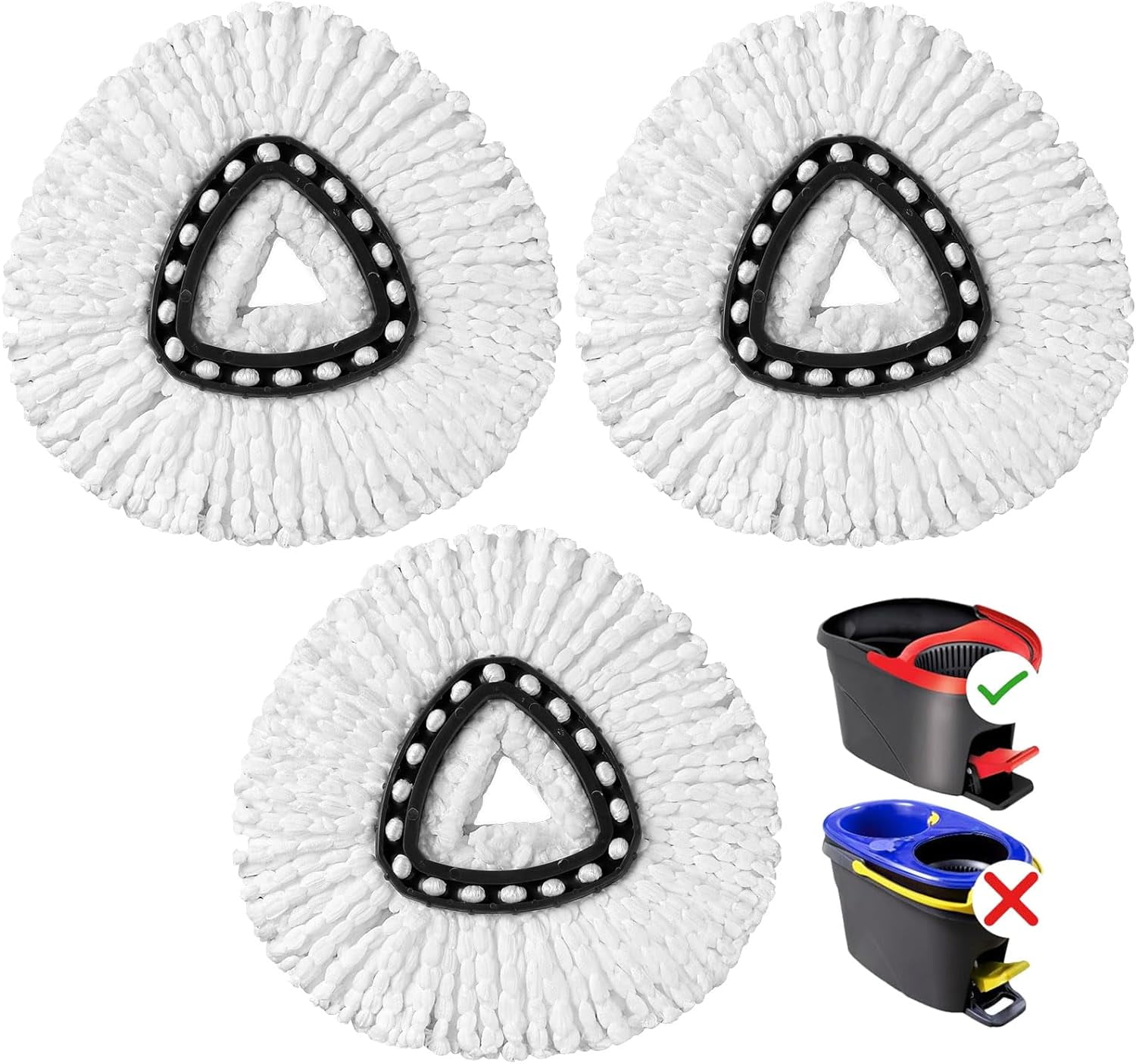 Mop Replacement Heads Compatible with EasyWring Spin Mops 3 Pack ...