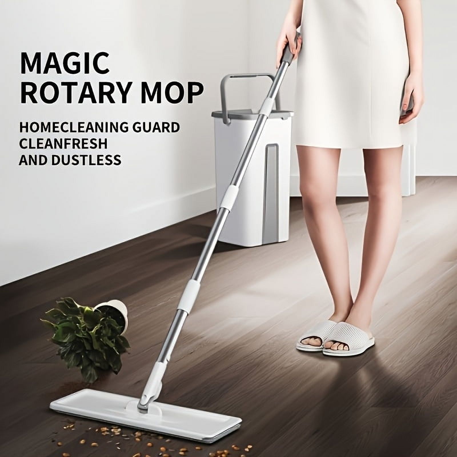 Mop Set Durable Plastic Household Floor Mop Tool with Bucket Hands-Free ...
