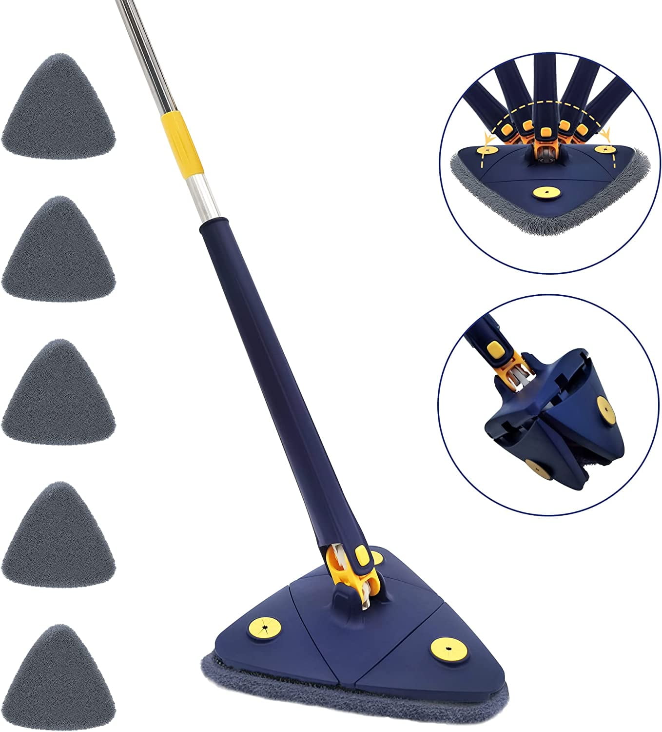 Mop Triangular Rotation 360°,Adjustable Ultra-Fine Fiber Mop Floor ...