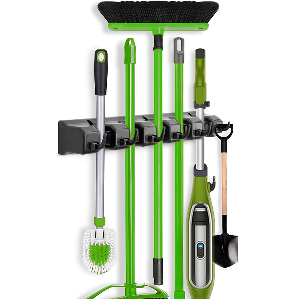 Mop and Broom Holder, Wall Mounted Organizer Mop and Broom Storage Tool ...