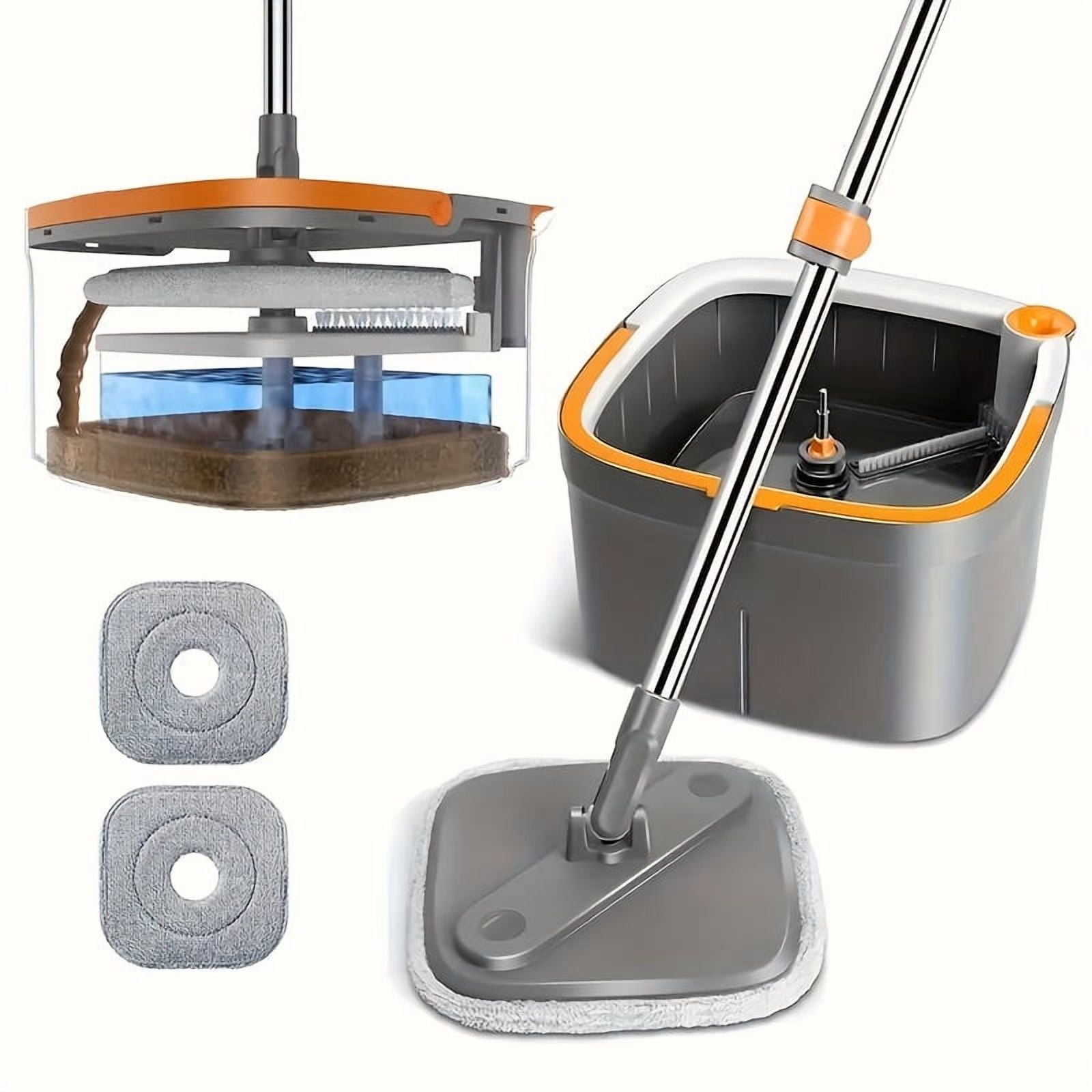 Mop and Bucket Set, Easy-to-use Spin Mop with Separate Dirty Water ...