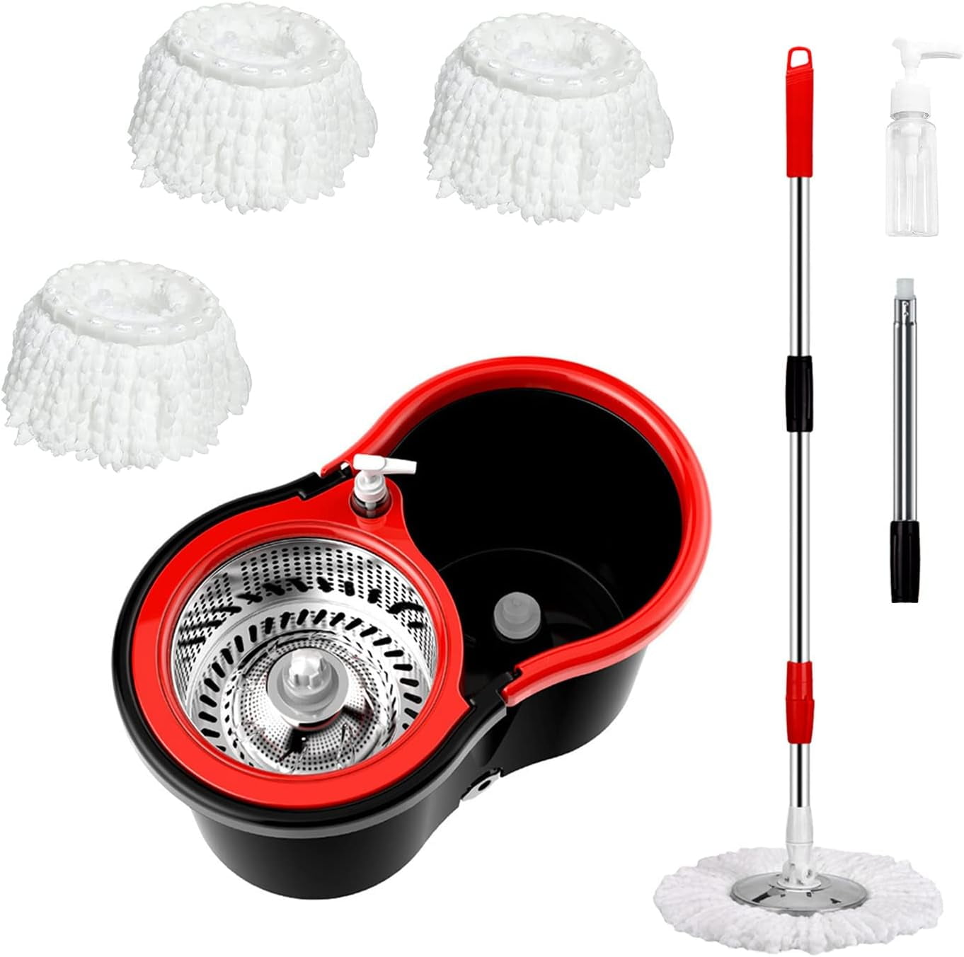 Mop and Bucket with Wringer Set 360? 3psc Microfiber Spin Mop with ...