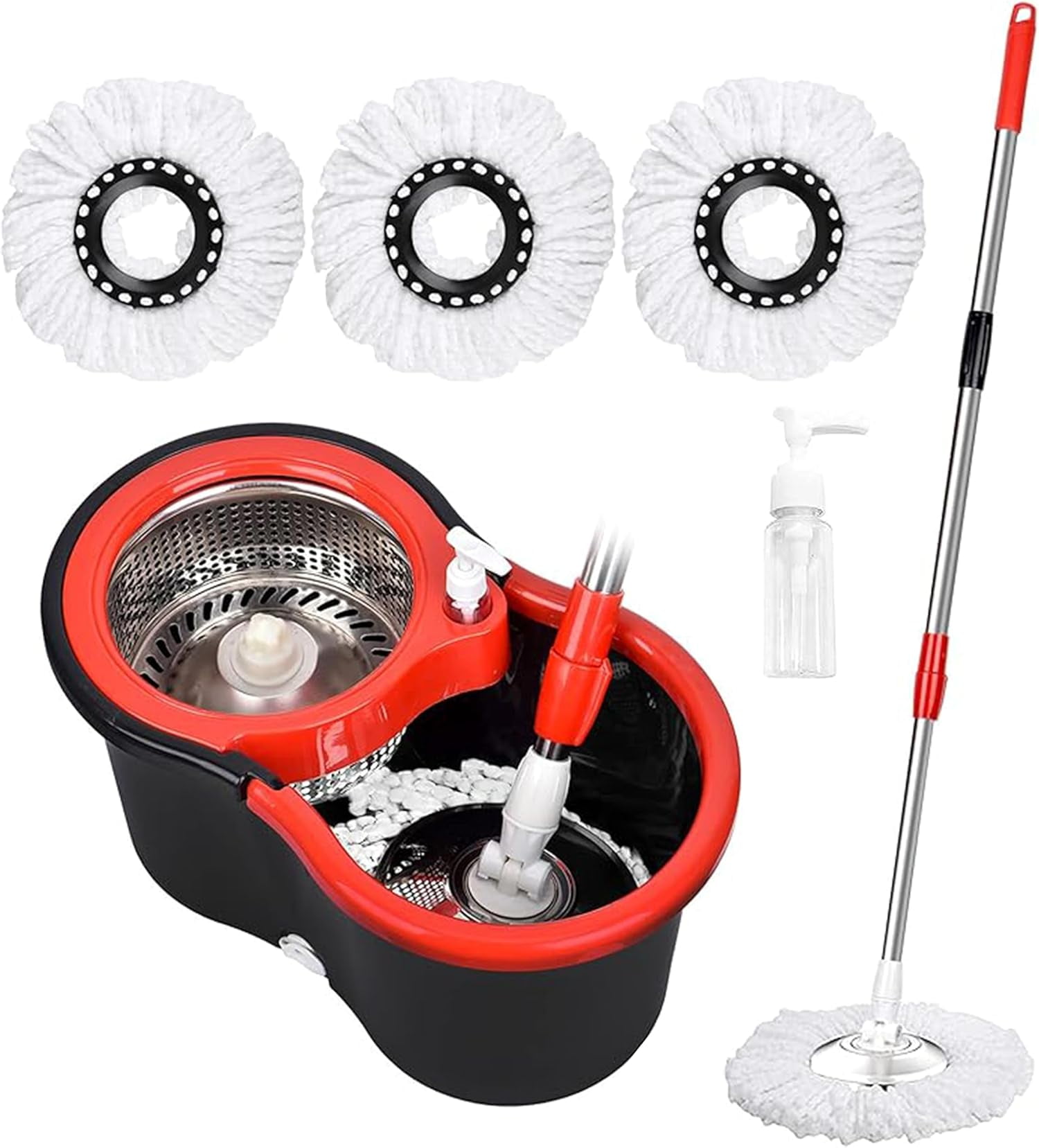 Mop and Bucket with Wringer Set,360?Microfiber Spin Mop with Bucket and ...