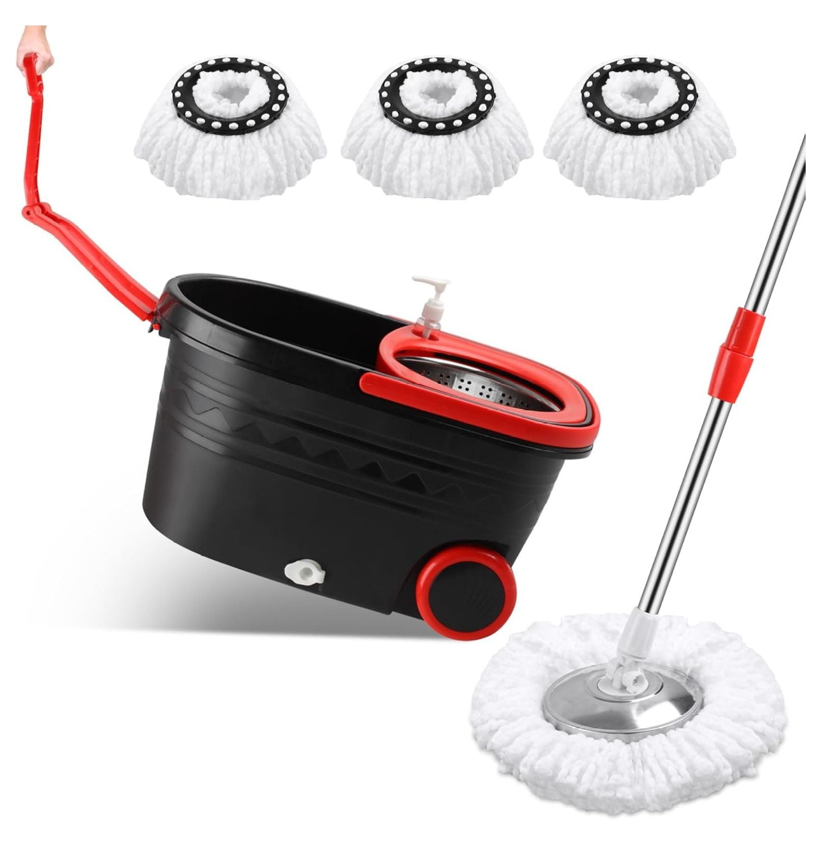 Mop and Bucket with Wringer Set, 360° Rotating Mop Bucket System with 3 ...