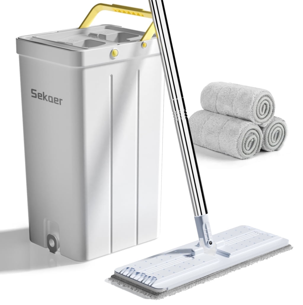 Sekaer Mop and Bucket with Wringer, 360° Swivel Microfiber Mop, 4 Pads ...