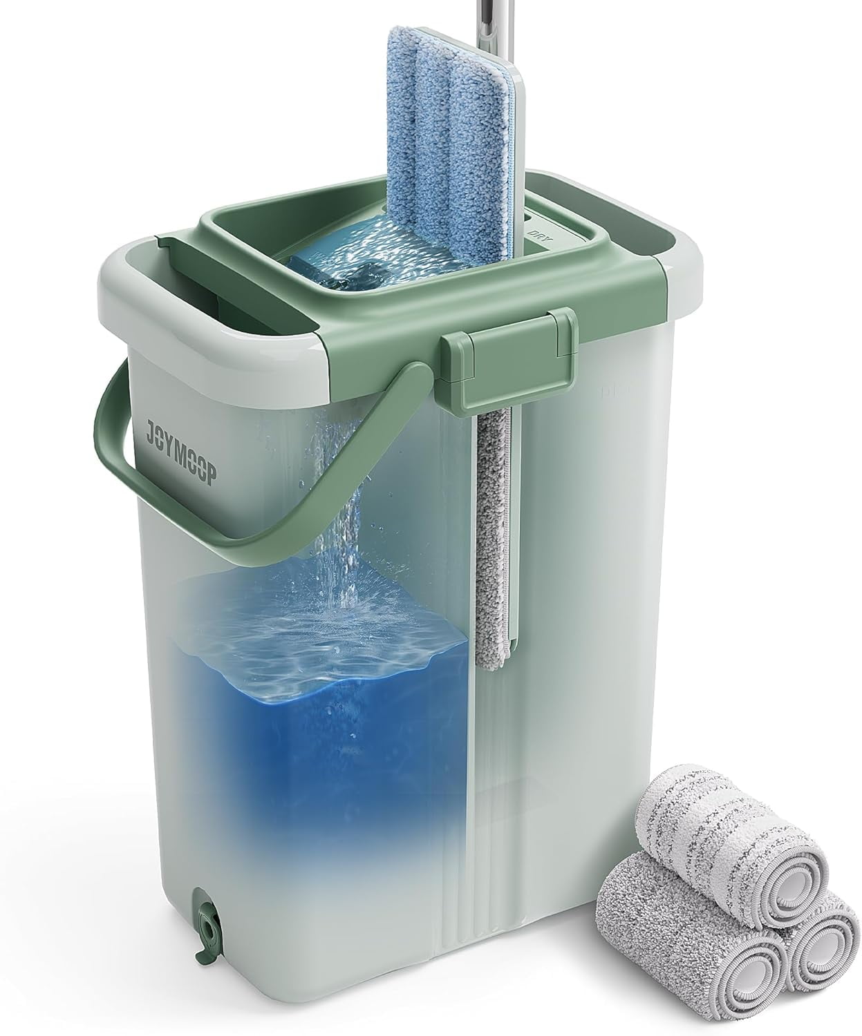 Mop and Bucket with Wringer Set, Hands Free Flat Floor Mop and Bucket ...