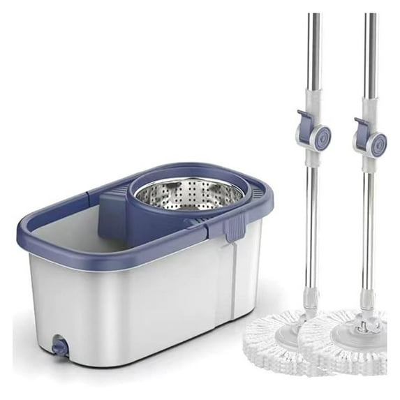 Mop and Buckets Sets with Stainless Steel Wringer, 8 Microfibre Mops ...