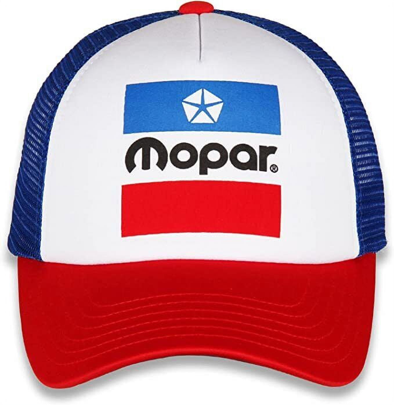 Mopar Logo Car Auto Racing Cap Mesh Trucker Hat Blue Red Officially ...