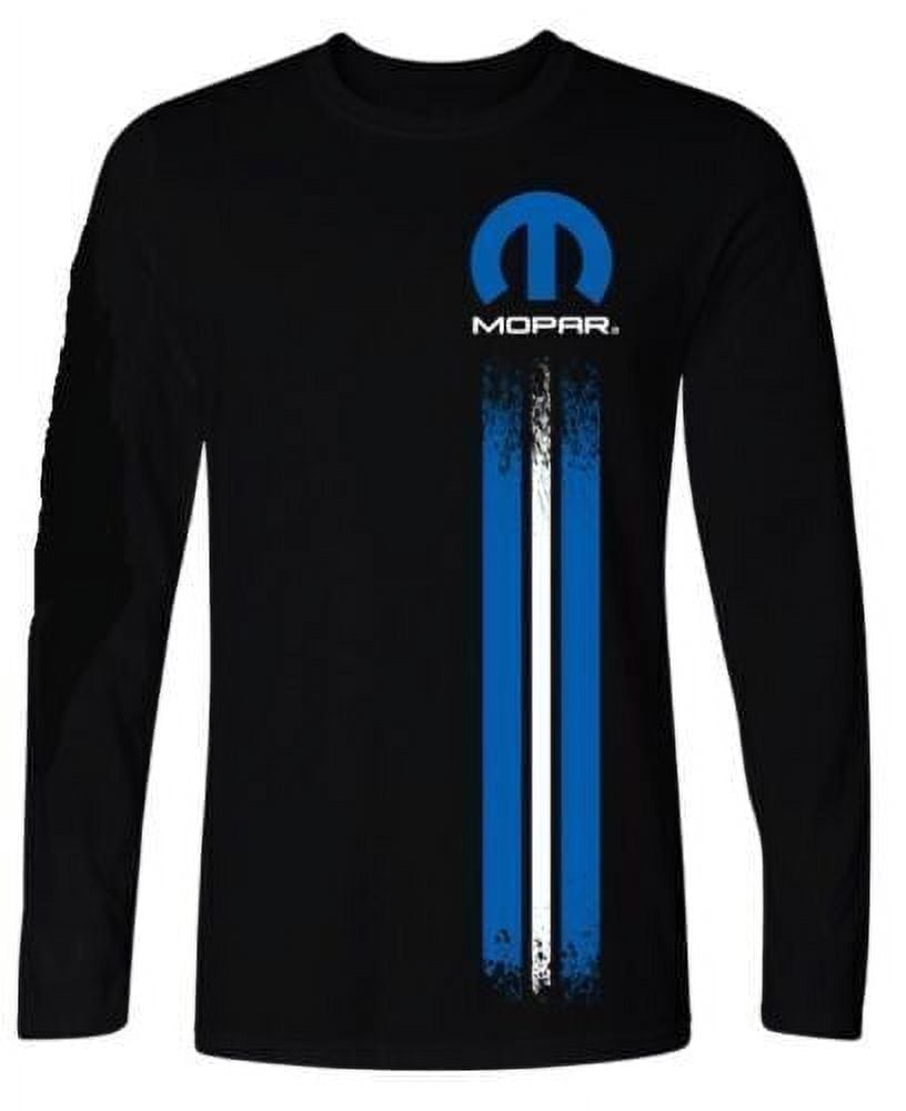 Mopar Logo Left Rally Stripe Long Sleeve Cotton Shirt Black Official ...