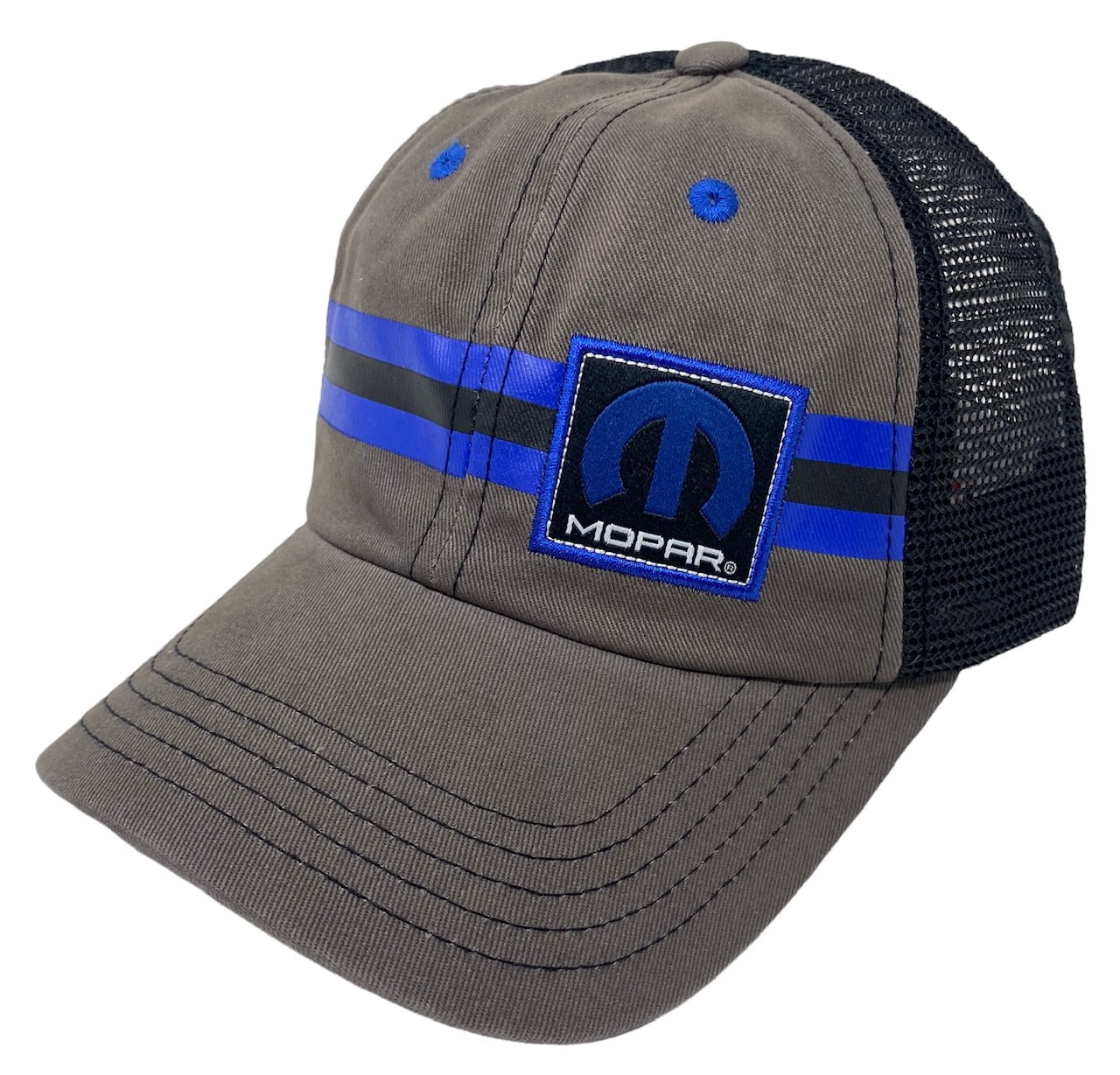 Mopar Men's Officially Licensed Patch Stripe Trucker Hat Cap - Charcoal ...