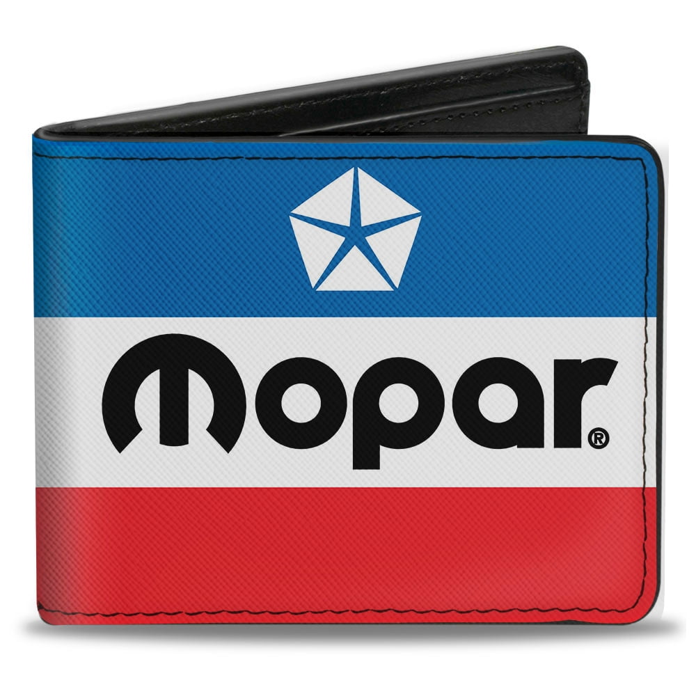 Mopar Wallet, Bifold, Mopar Chrysler Logo White Blue Red Black, Vegan ...