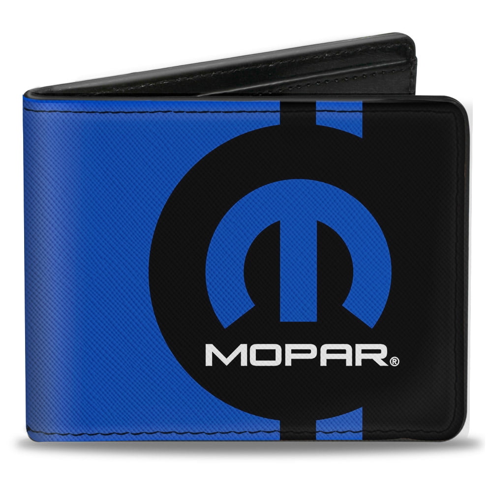 Mopar Wallet, Bifold, Mopar Logo Stripe Black Blue, Vegan Leather ...