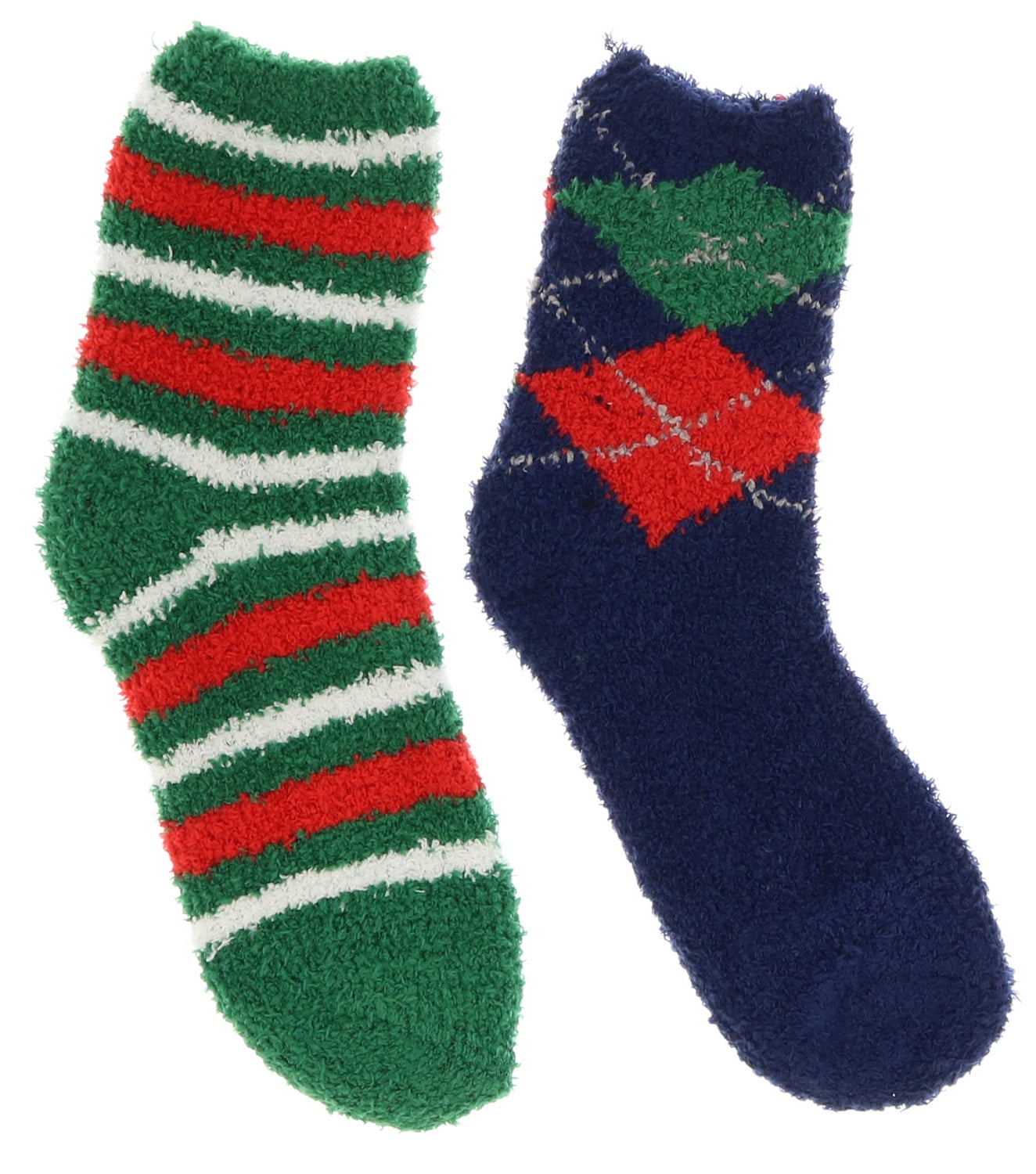 Mopas Women's Fuzzy Butter Christmas Socks (2pr) - Navy & Green ...