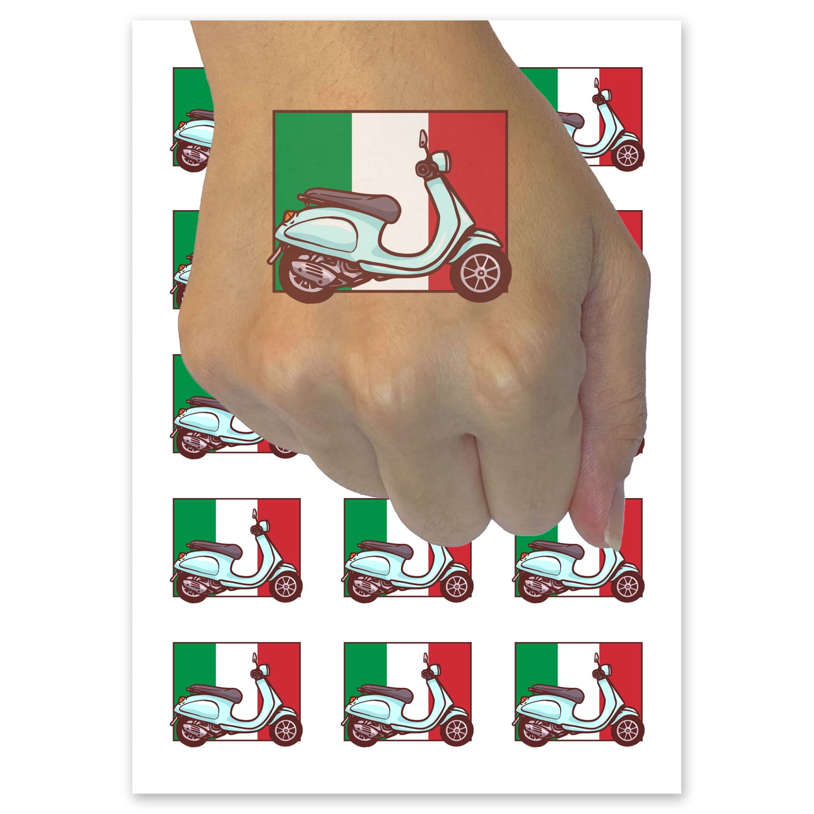 Moped Bike Italian Flag Vehicle Temporary Tattoo Water Resistant Fake ...