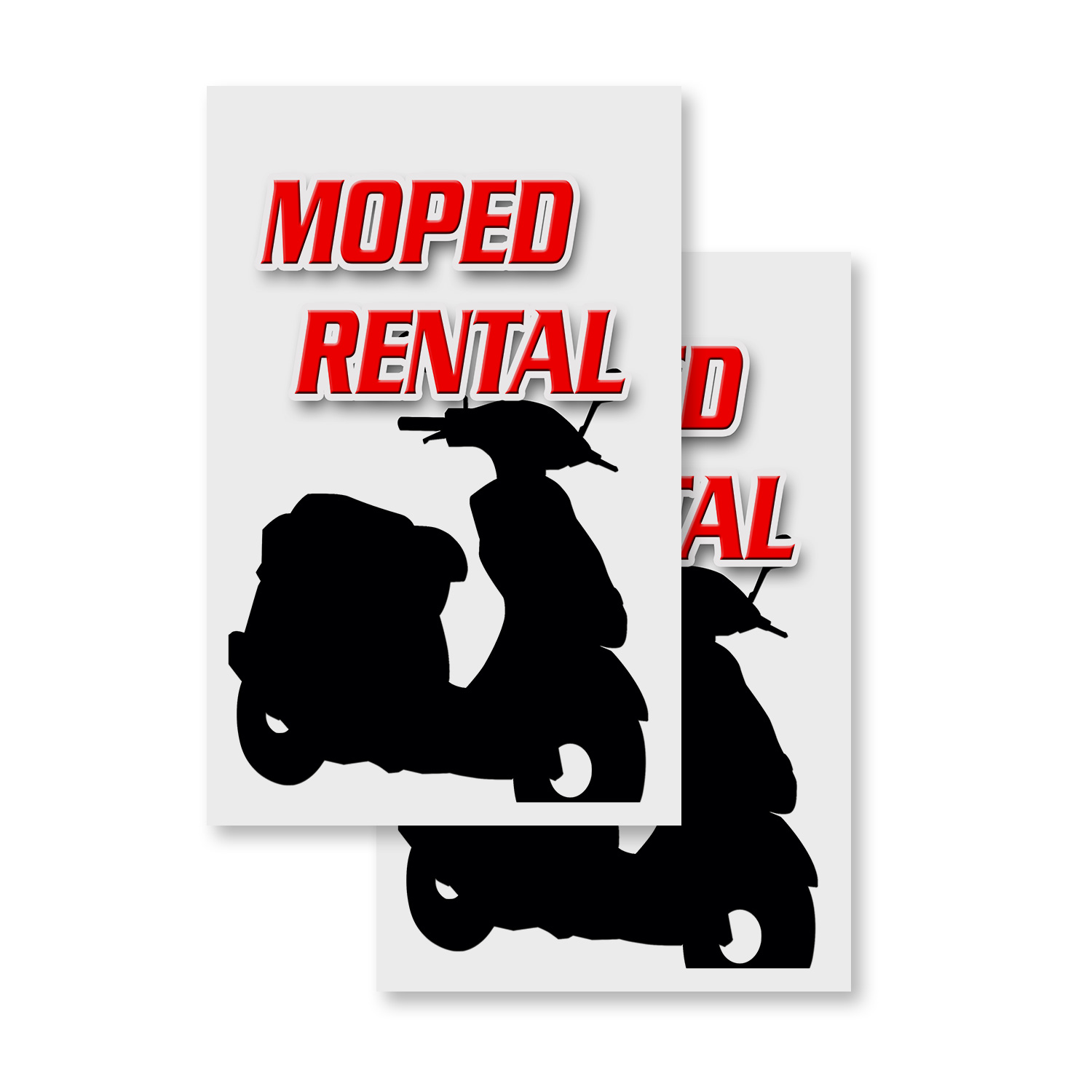 Moped Rental (2-PACK) 24" x 36" Vinyl Decals | Sign Insert Peel & Stick ...